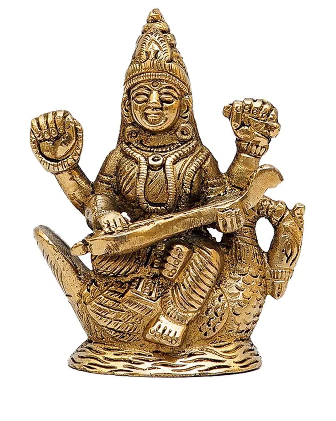 Buy Shivansh TECH Brass Saraswati Idol,Veena Saraswati,Saraswati ...