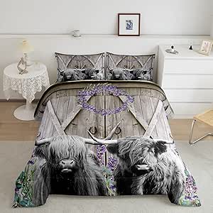 Amazon.com: Highland Cattle Comforter Set King Size,Western Cow Animal Farmhouse Bedding Set All ...