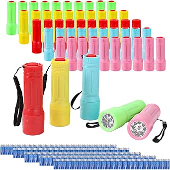 Hilngav 50 Pack 9-LED Mini Flashlight Bulk, Small Multicolor ...
