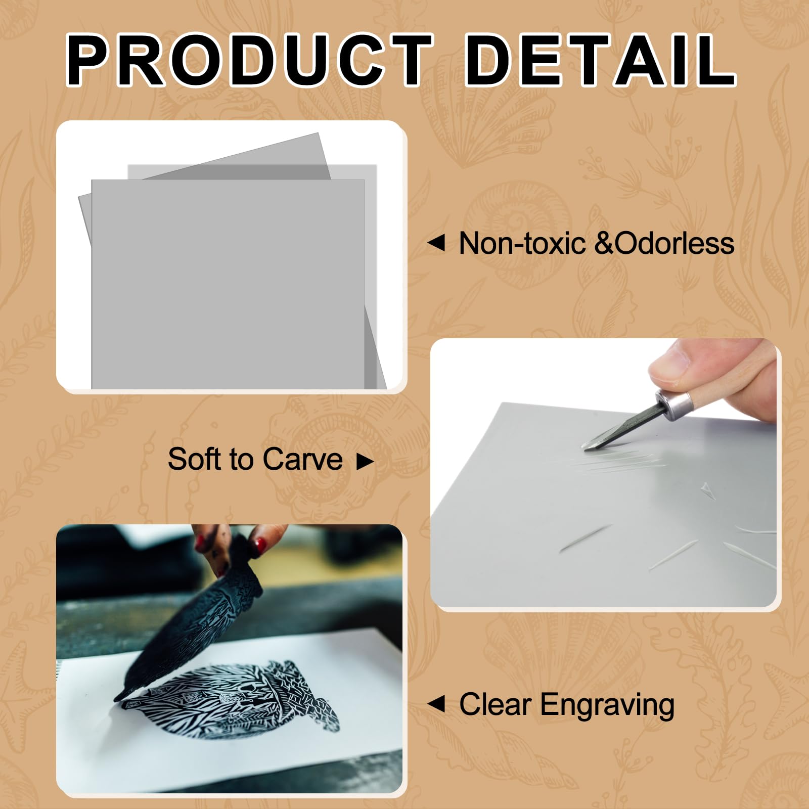 Snapklik.com : Yeaqee 8 Pcs 12 X 18 Inch Linoleum Block Rubber Carving ...