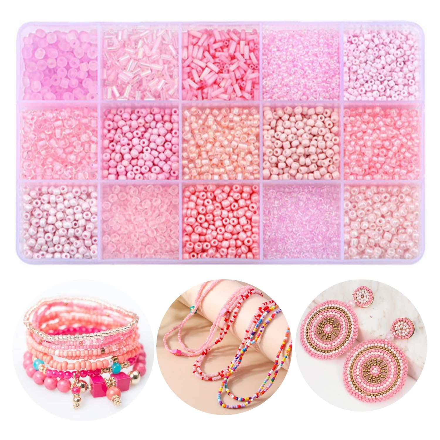 Amazon.com: GorgGorho 15 Color 4mm Small Assorted Glass Seed Beads,3mm ...