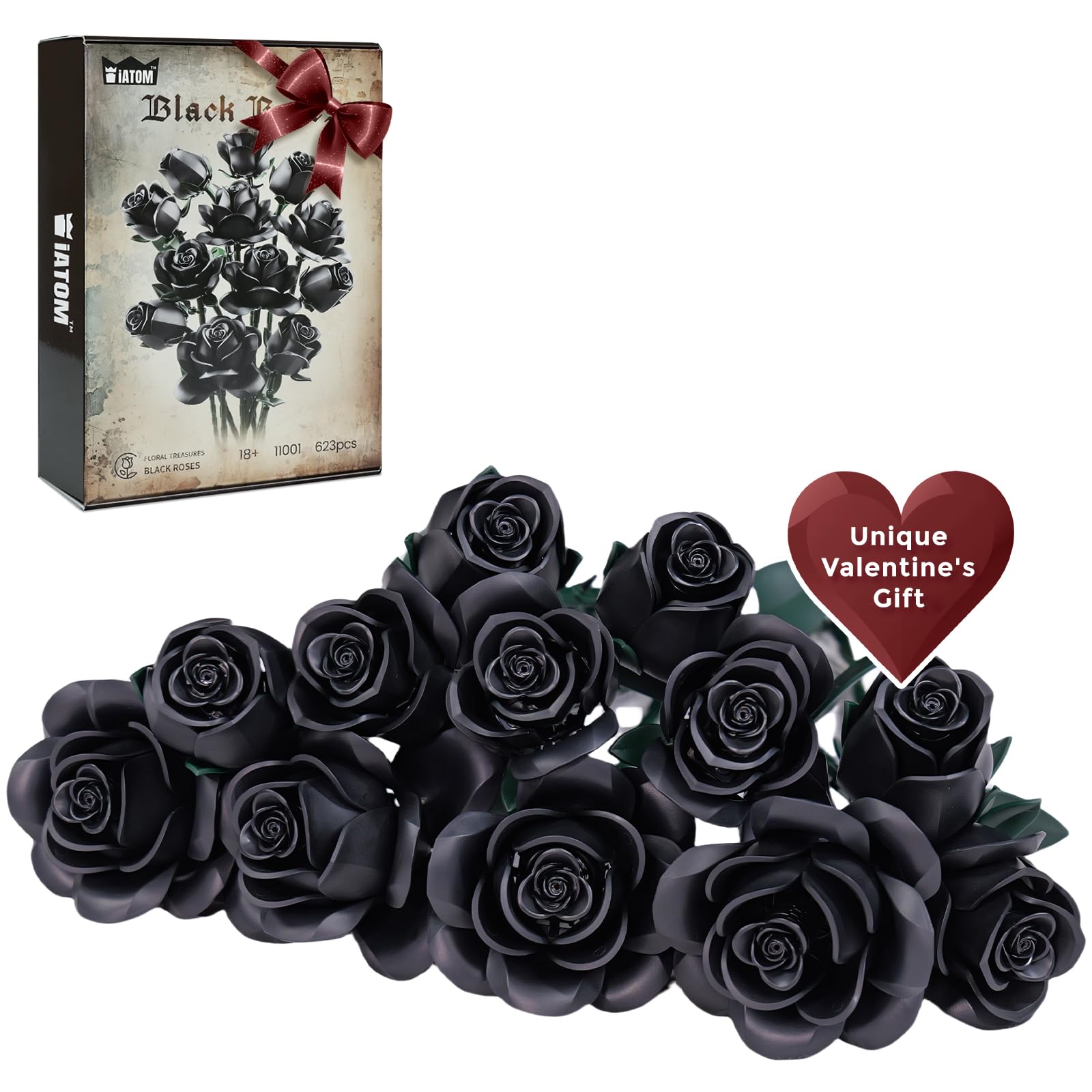 Juego de construcción de ramo de flores de rosa, juego de bloques de ...