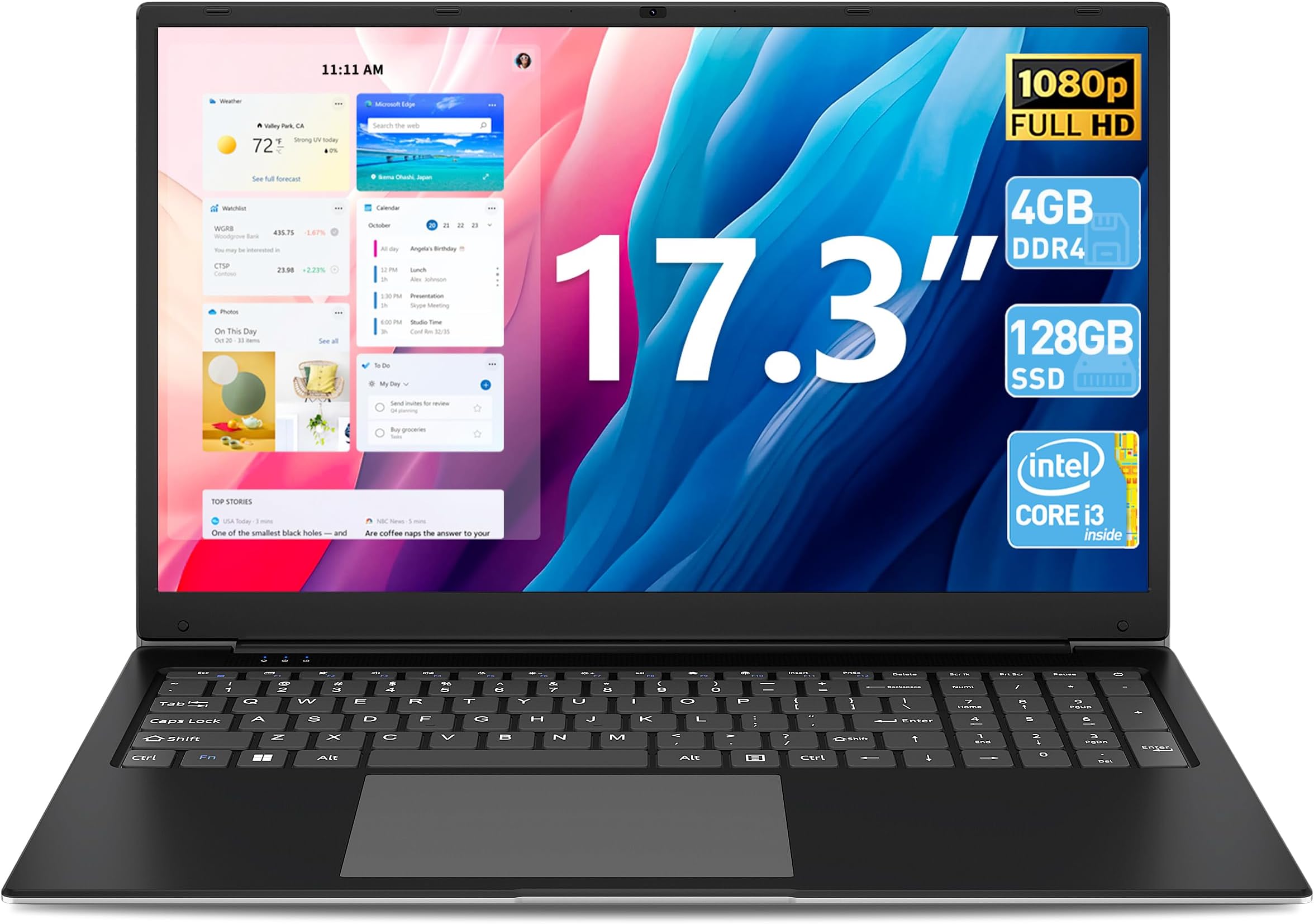 Amazon.com: SGIN Laptop Computer, 17.3 Inch Laptops 4GB RAM 128GB SSD, Intel Core i3-5005U ...