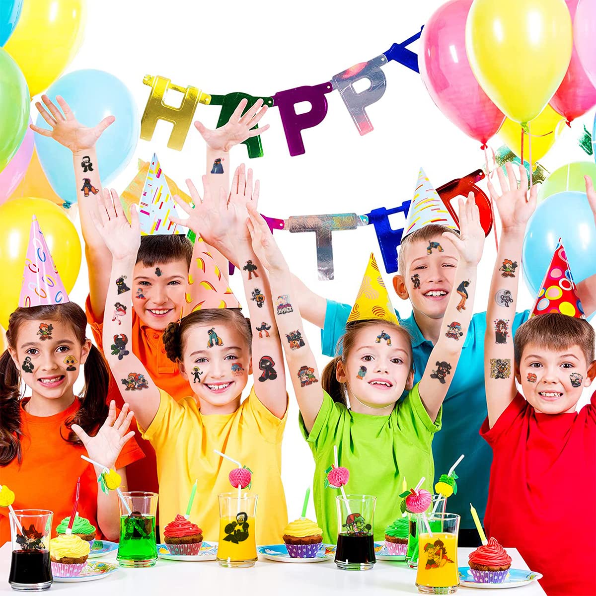 12 Sheets Cute Friday Night Funkin Temporary Tattoos for Kids, Friday ...