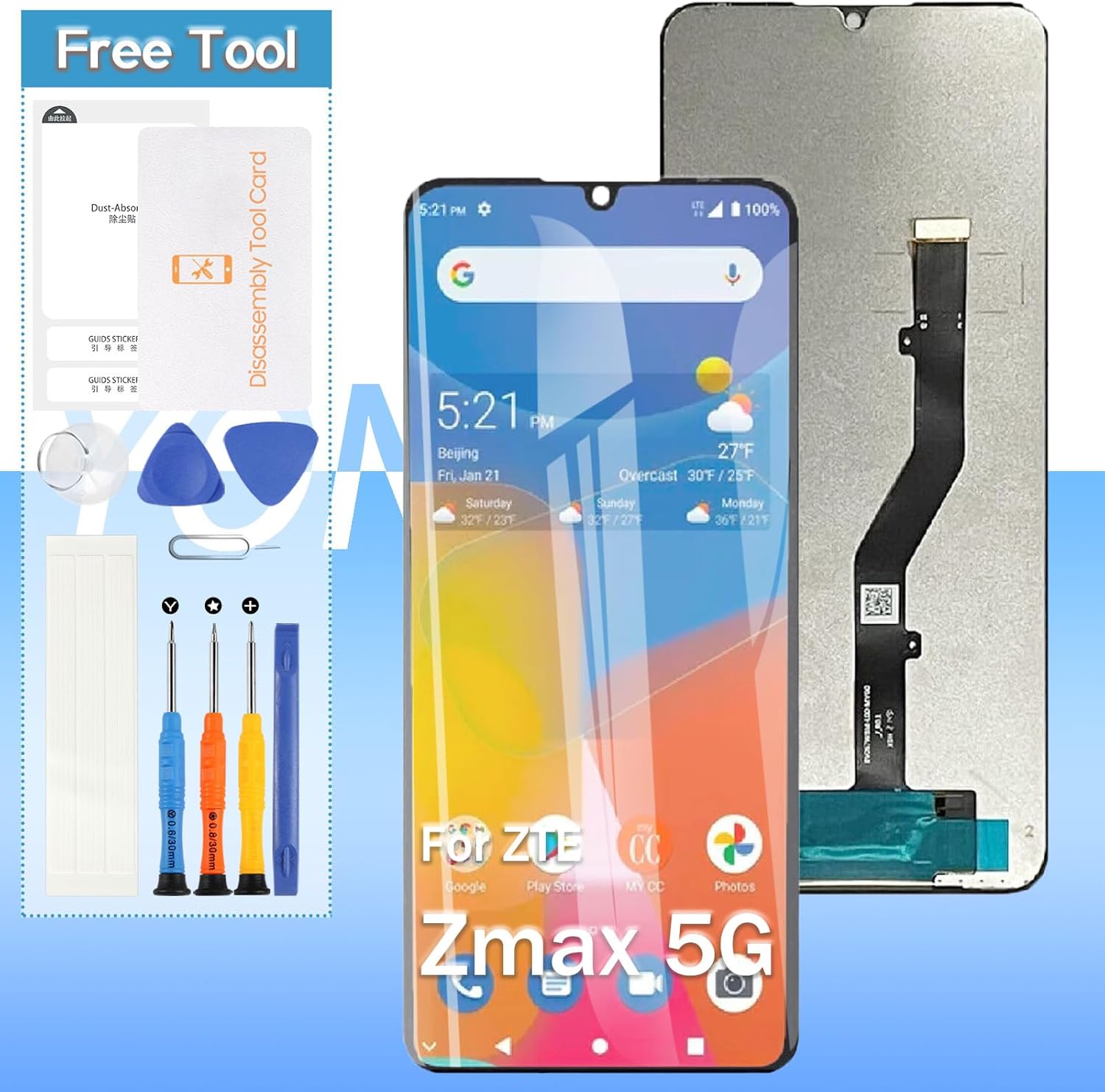Amazon.com: Screen Replacement for ZTE Zmax 5G Z7540 6.5'' LCD Display ...