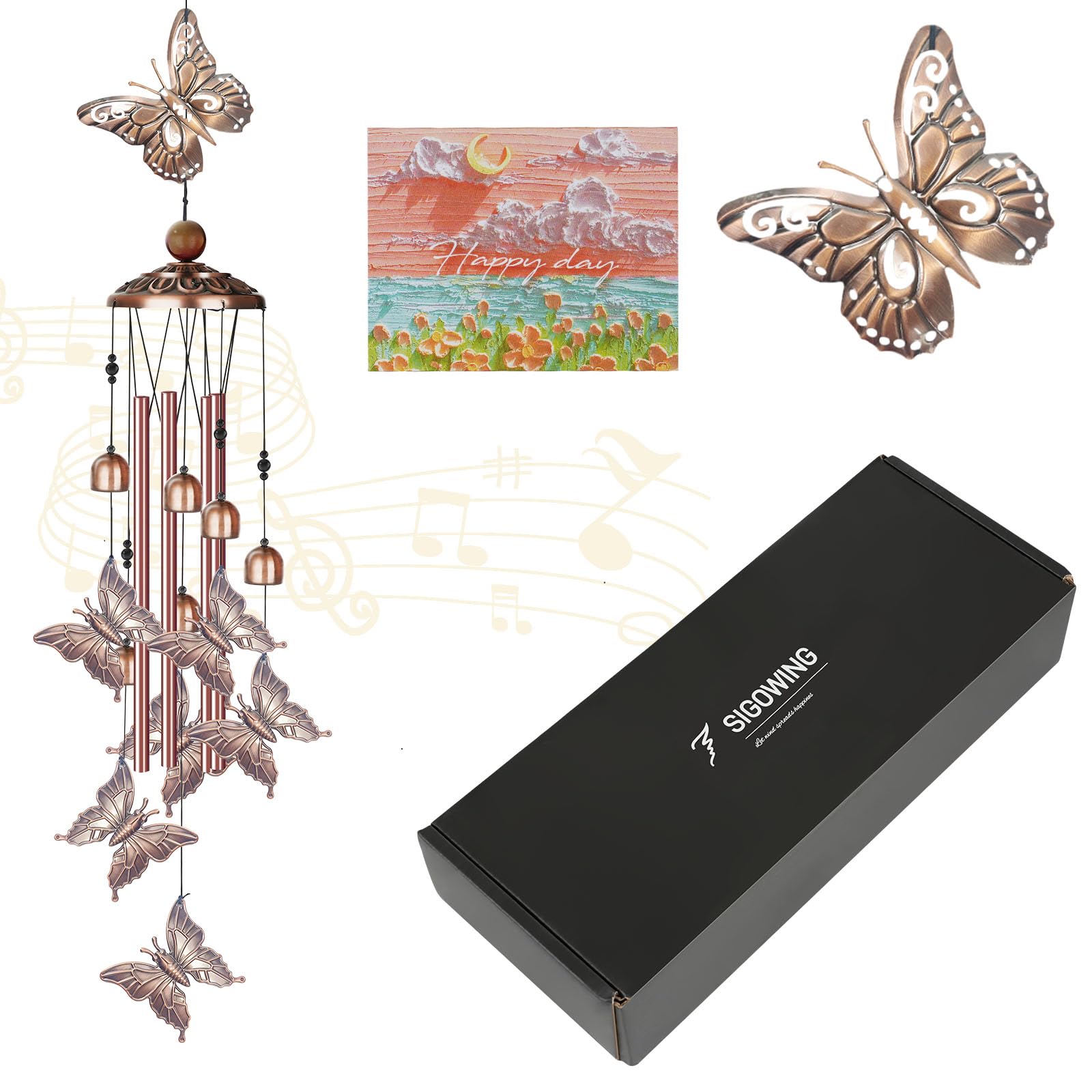 Amazon.com : Wind Chimes for Outside Garden Decor - 32.3" H Butterfly ...