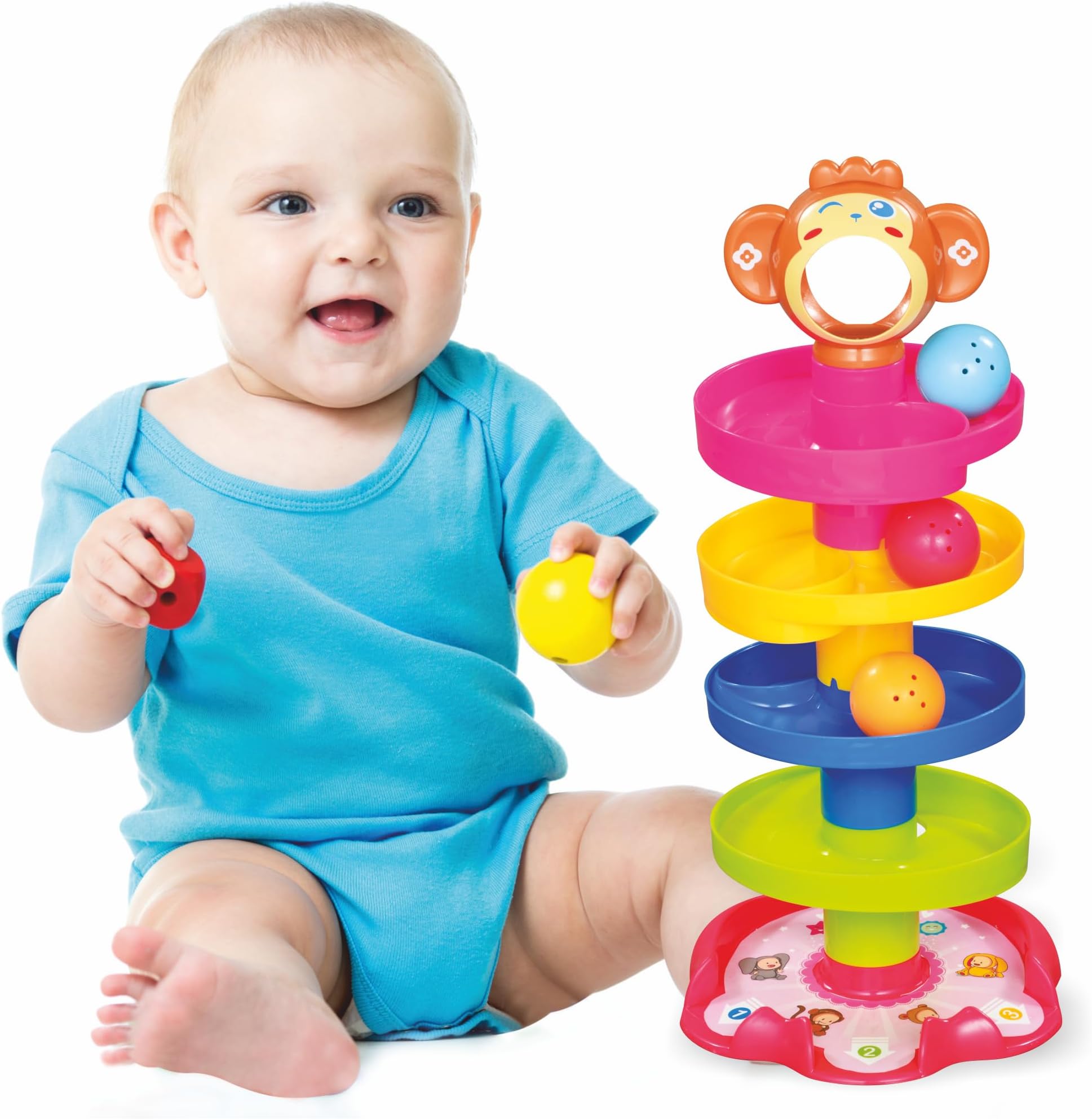 VGRASSP Rolling and Swirling Ramp Toy for Baby and Toddlers | 5 Layer ...