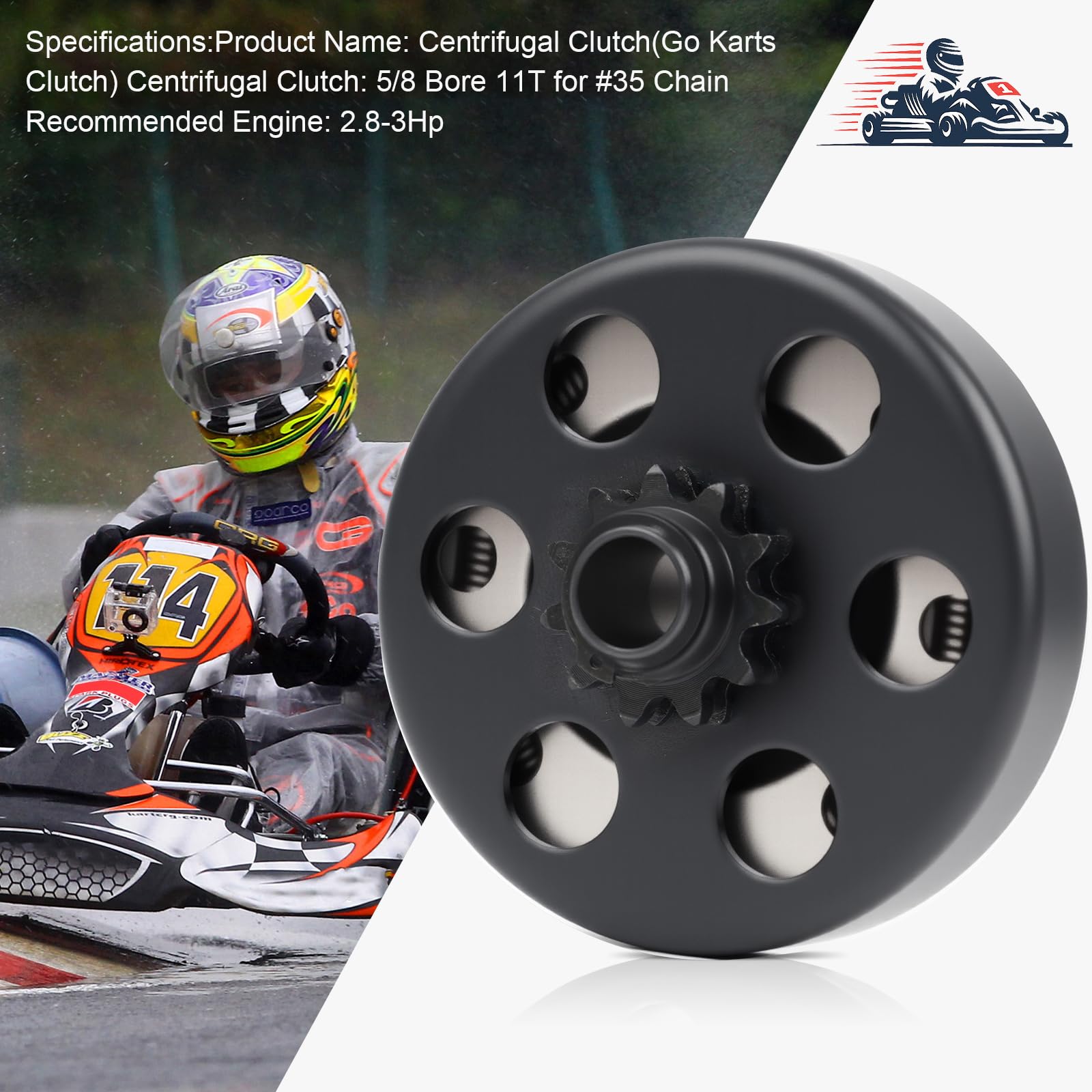 Snapklik.com : Go Kart Clutch 5/8" Bore 11T For #35 Chain, Centrifugal ...