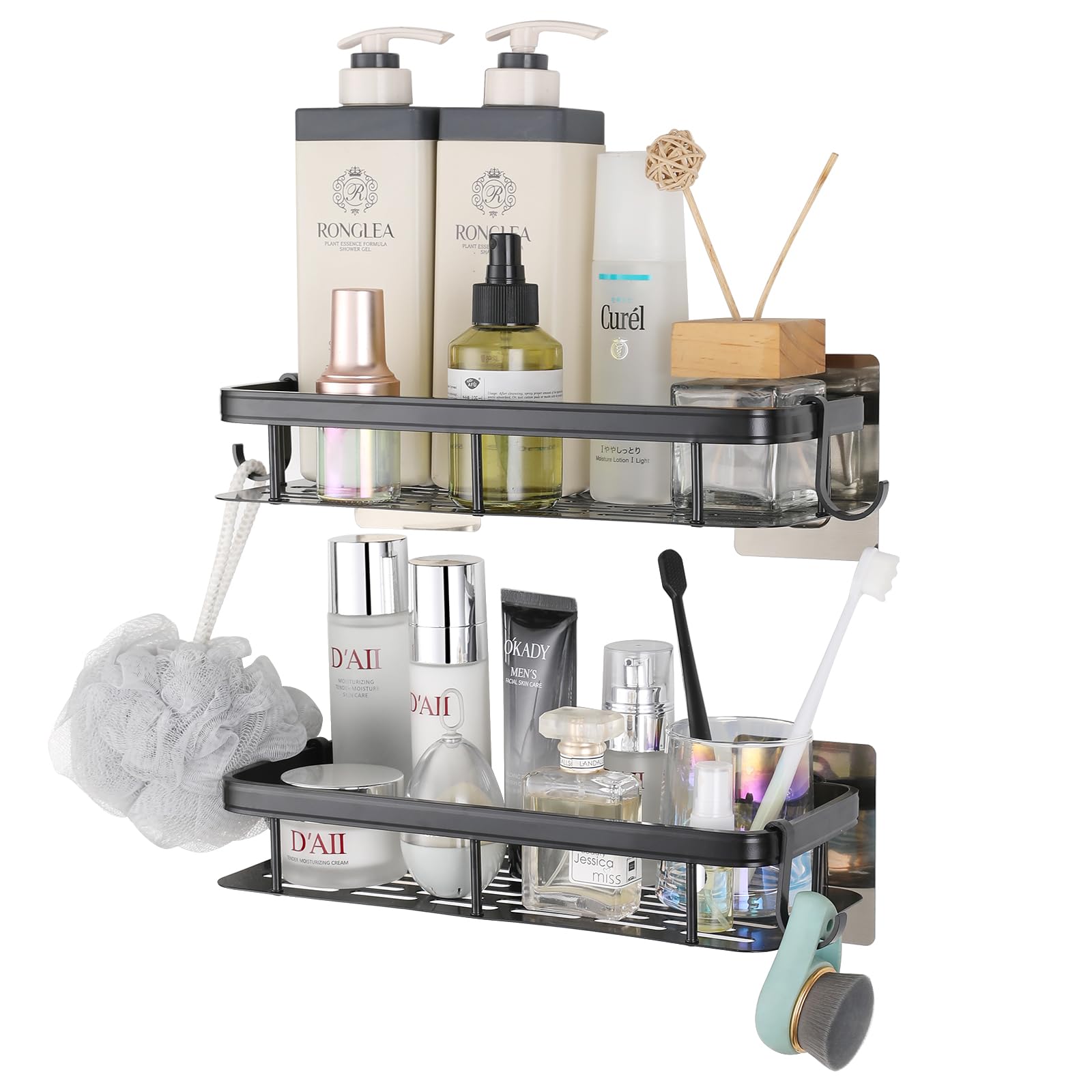 Amazon.com: GOHOLE Deluxe Shower Organizer - Adhesive Shower Caddy Set ...