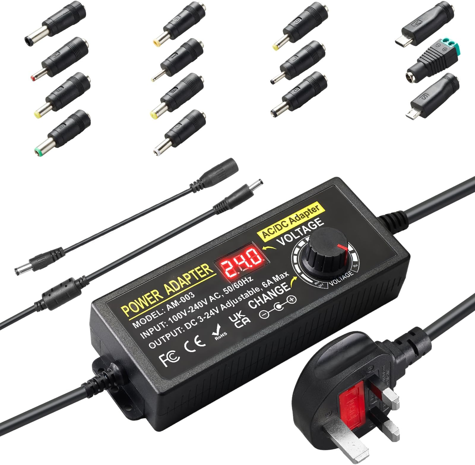 Adjustable Power Supply Adapter 3V~24V 6A 144W, Universal AC/DC Adapter ...