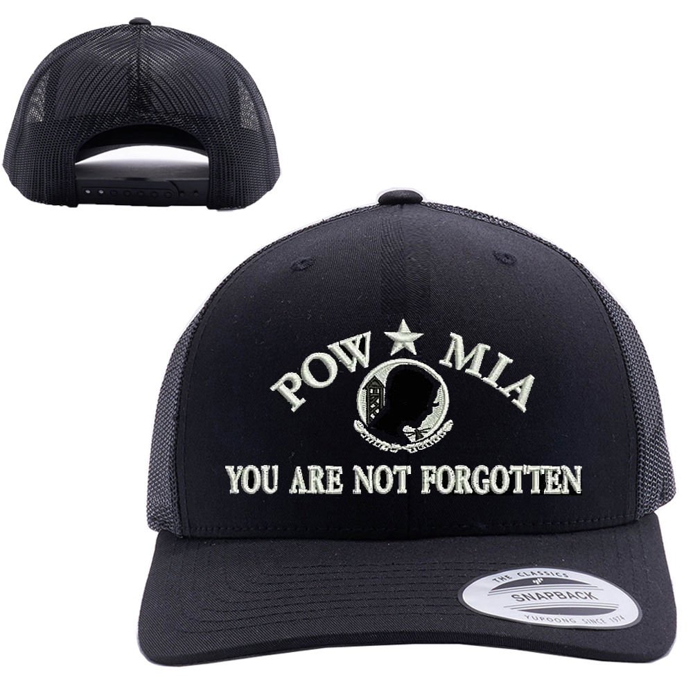 POW MIA MESH TRUCKER SNAP CLOSURE CAP HAT BLACK at Amazon Men’s ...