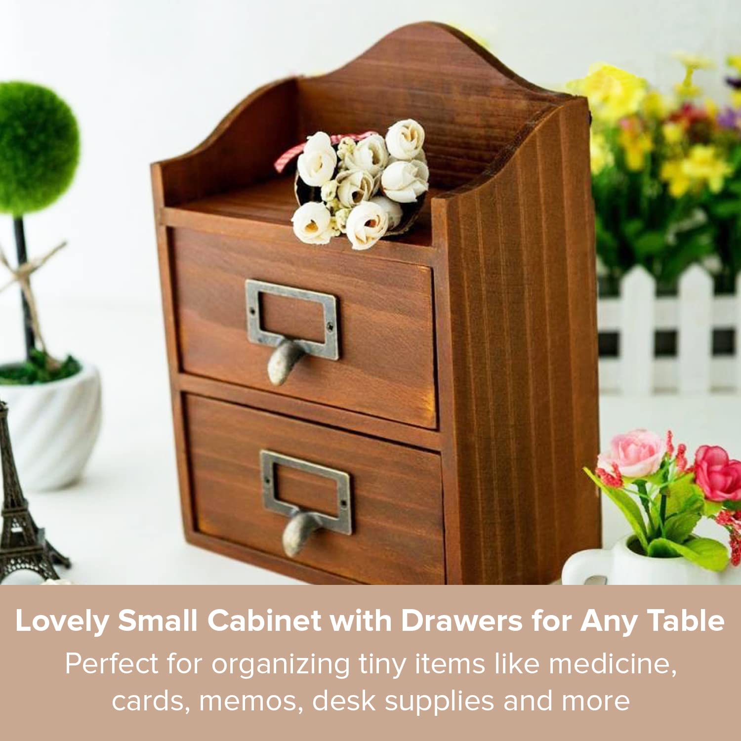 Mini Vintage Desktop Drawers - 2 Drawer Desktop Organizer - Rustic Card ...