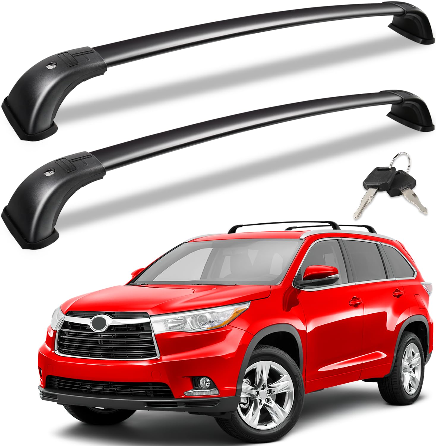 Snapklik.com : KINGGERI Lockable 220lbs Cross Bars Roof Racks Fit For ...