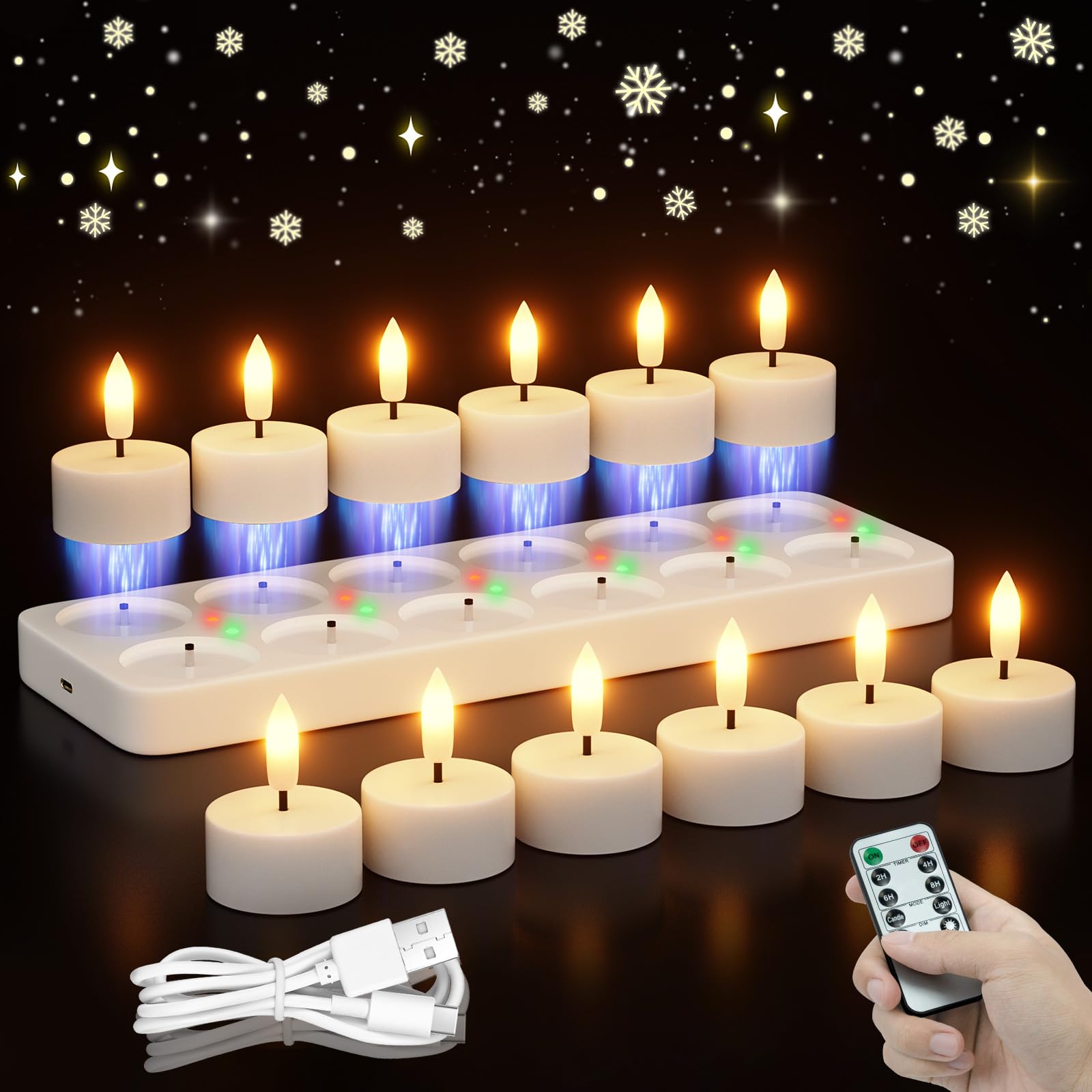 Amazon.com: Rechargeable Flameless Tea Lights Candles with Charging ...