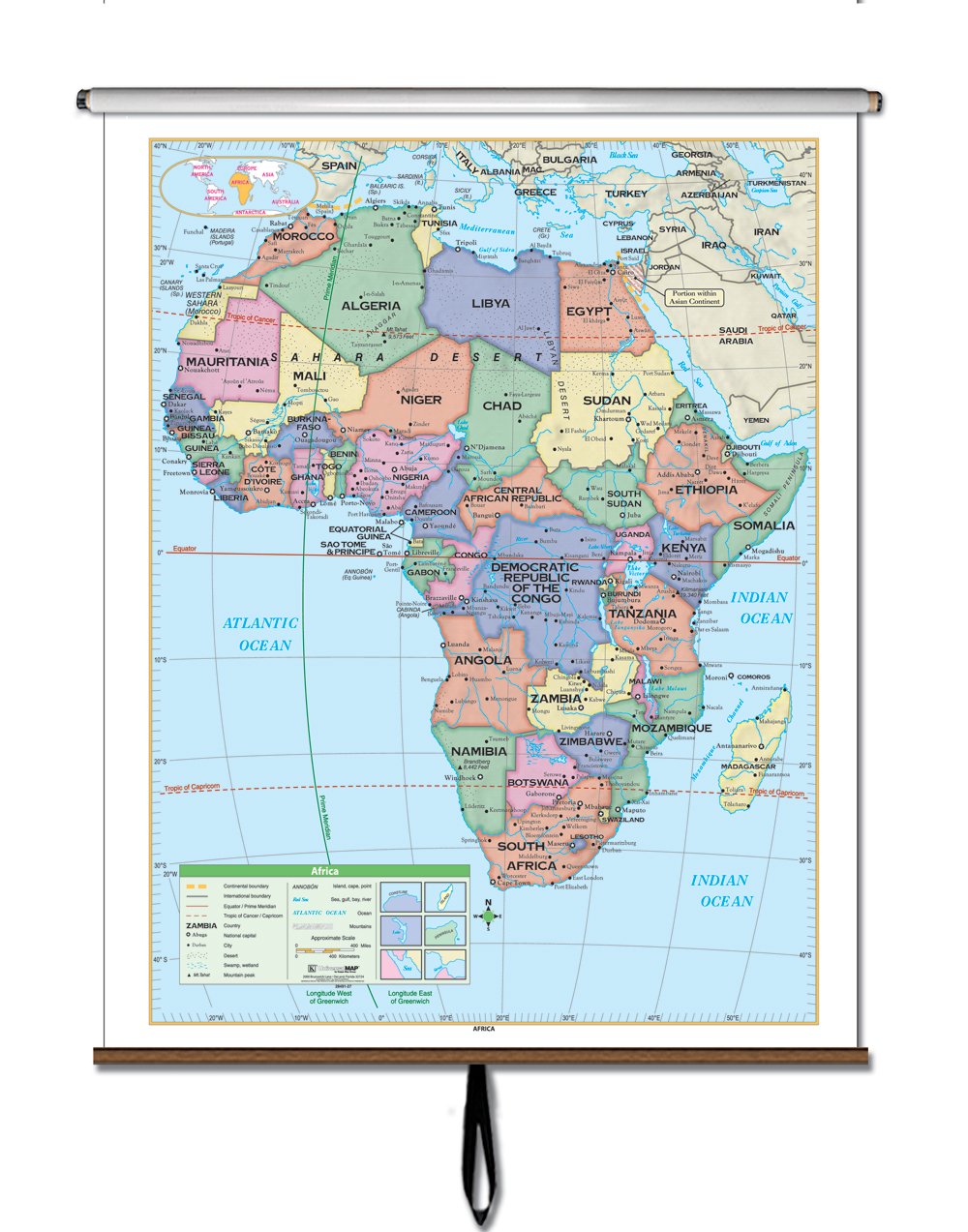 Africa Essential Wall Map Roller Essential Classroom Wall Maps ...