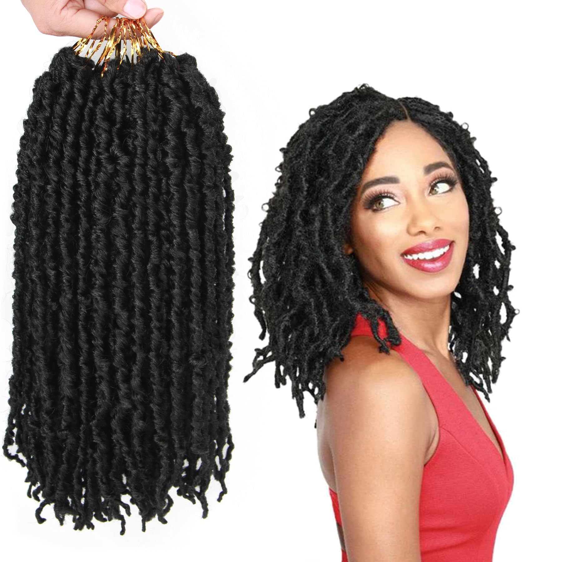 Amazon.com : 12inch Faux Locs Crochet Hair 10packs/lot Black Curly Soft ...