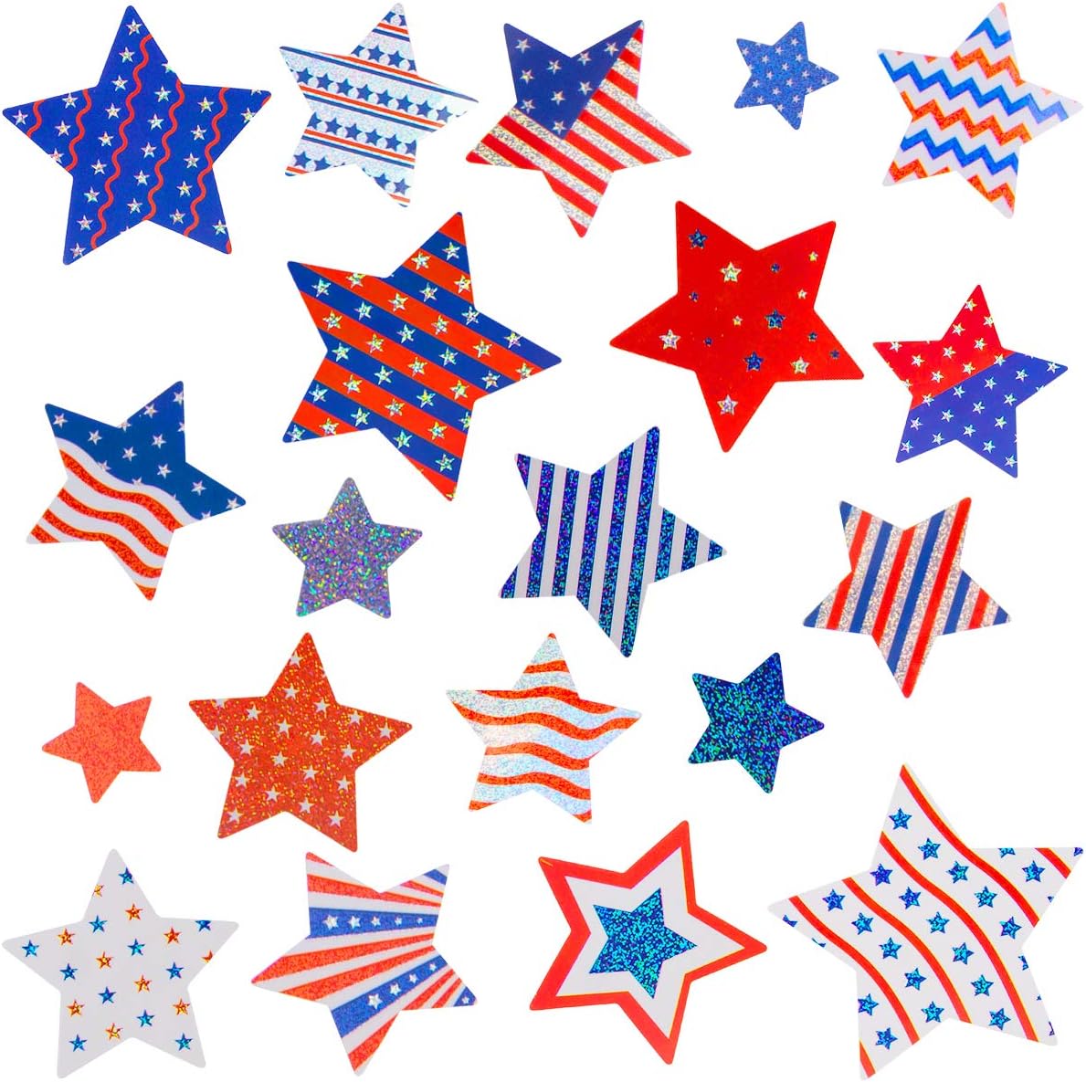 Amazon.com: 310 Pieces Patriotic Sticker 4th of July Stars Metallic Red ...