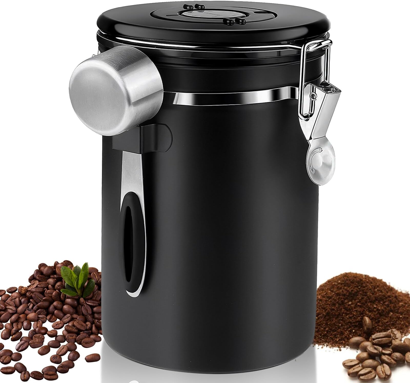 Frasheng Kaffeedose Edelstahl,Kaffeedose Luftdicht mit Edelstahl Löffel ...
