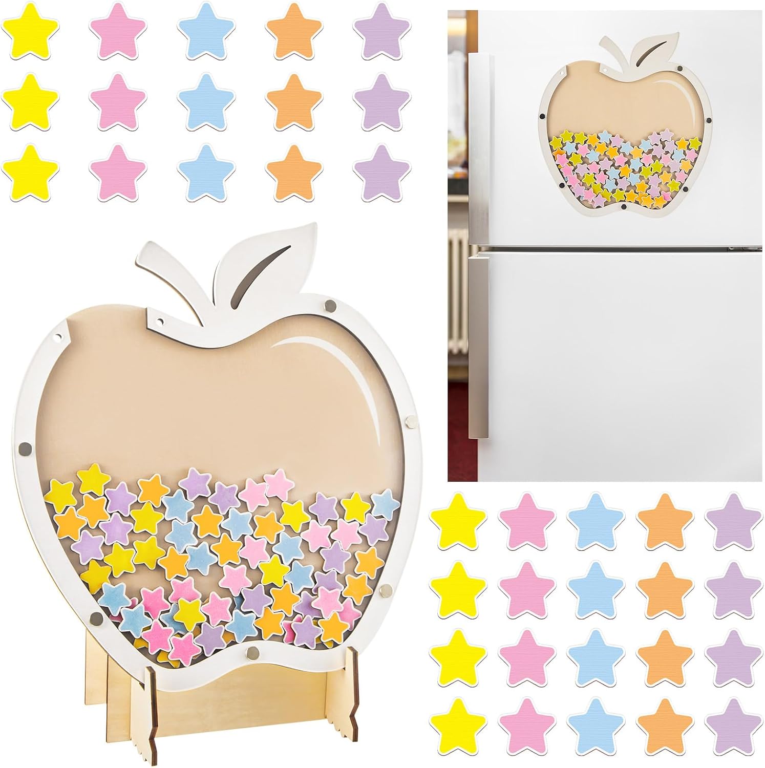 Apple Star Reward Jar Classroom Magnetic Reward Jar with 100 Pcs Stars ...