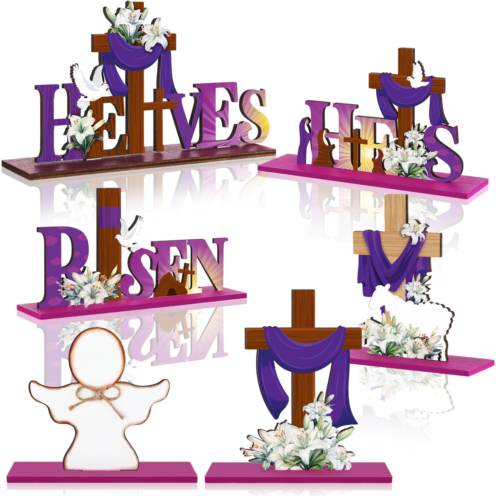 Amazon.com: Anglechic 6 Pcs Easter Table Decorations He Is Risen ...