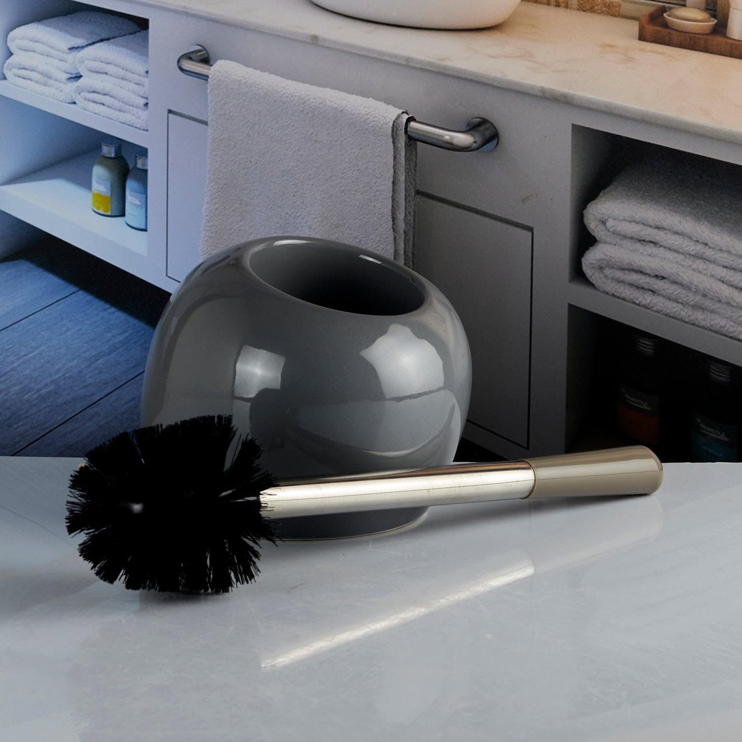 SaSaSa Ceramic Toilet Cleaner Brush with Holder Stand for Bathroom ...