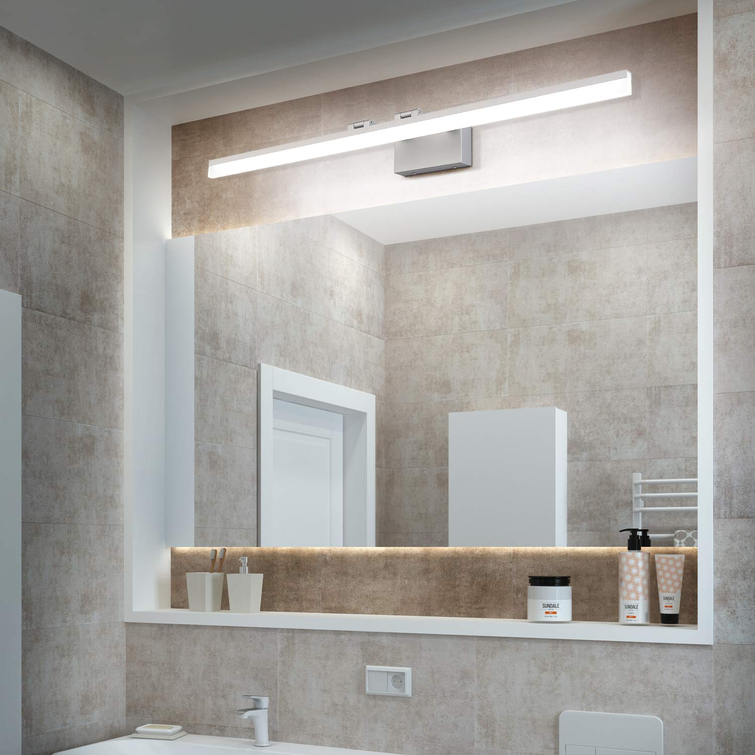 SOLFART Dimmable Modern LED Vanity Lighting Fixtures Silver Finishing ...