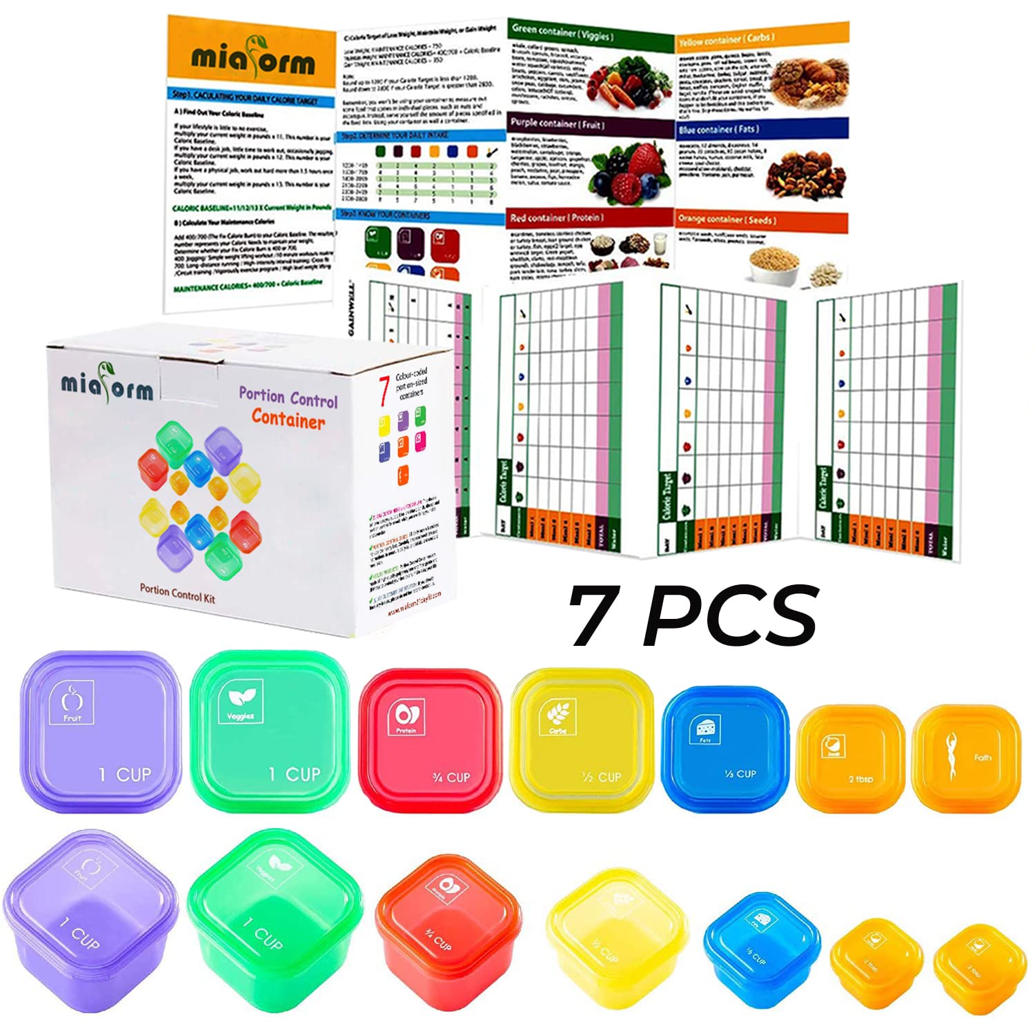 Buy Portion Control Container and Food Plan (Labeled 7 Pcs) - 21 Day ...