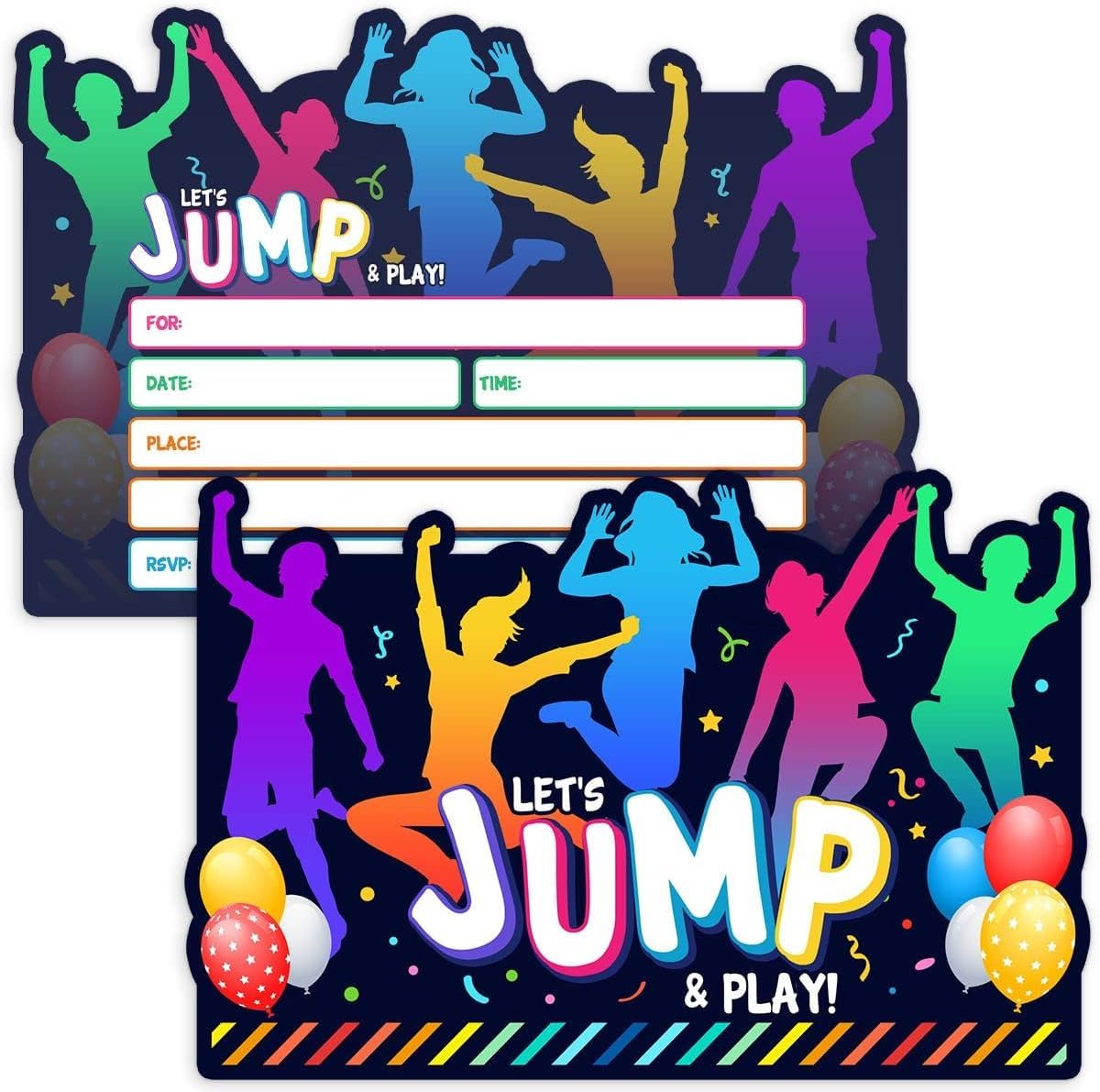 ZELAITE Jumping Theme Birthday Party Invitations, Jump Party Invite ...