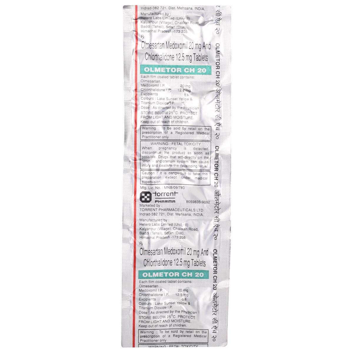 Olmetor CH 20 - Strip Pack of 10 Tablets : Amazon.in: Health & Personal ...