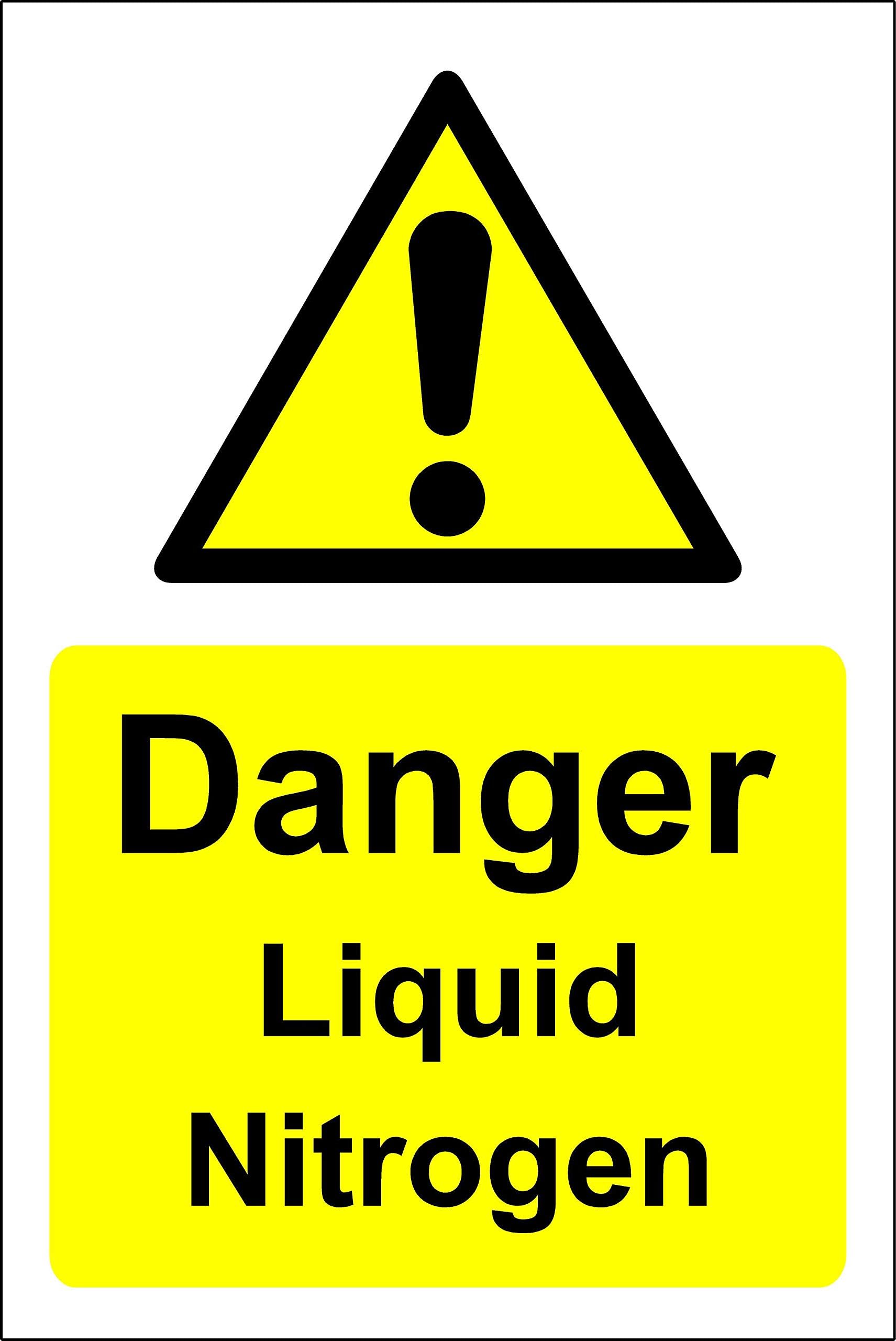 Liquid nitrogen Warning safety sign - Self adhesive sticker 200mm x ...
