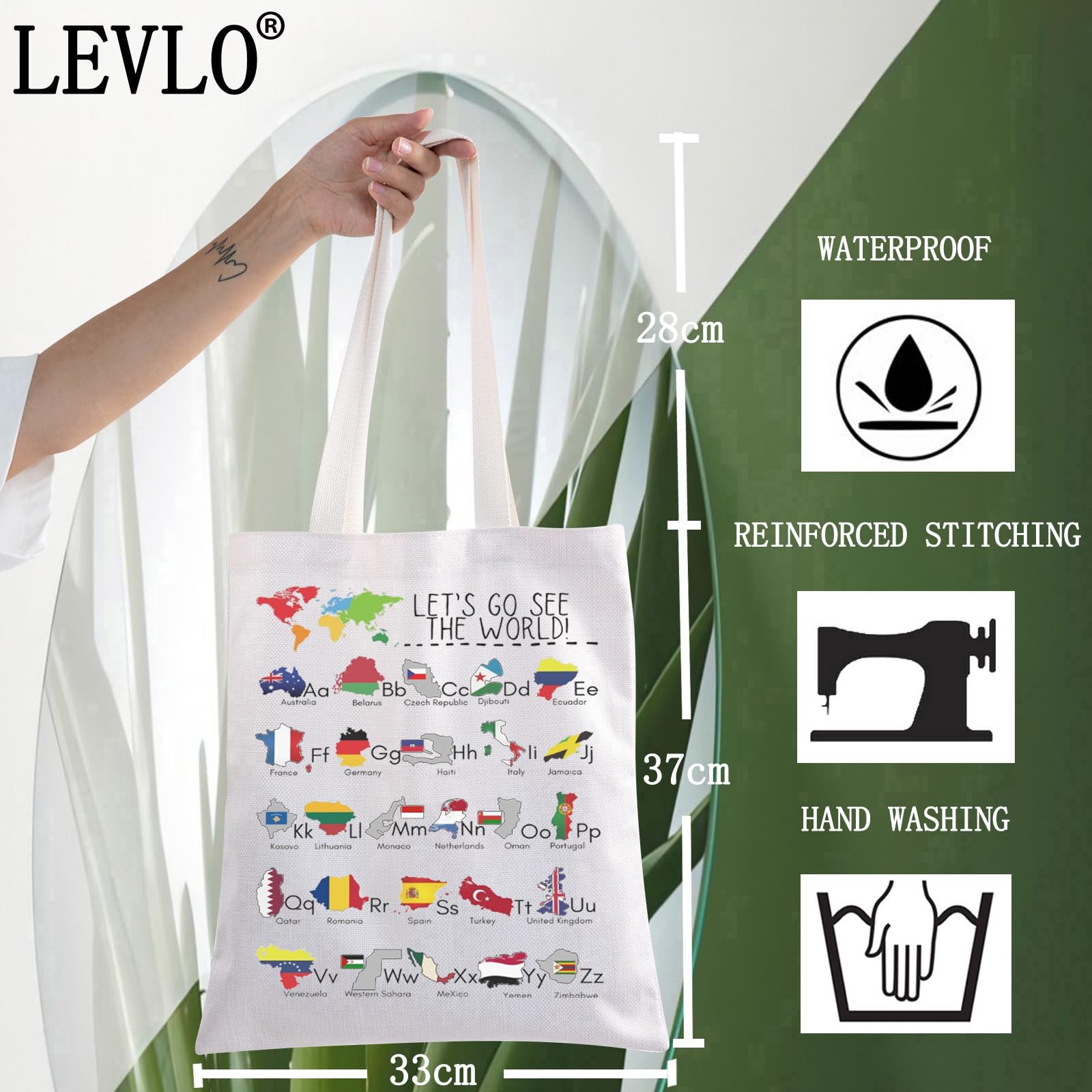 LEVLO Countries Of The World Geography Tote Bag Social Studies Teacher ...