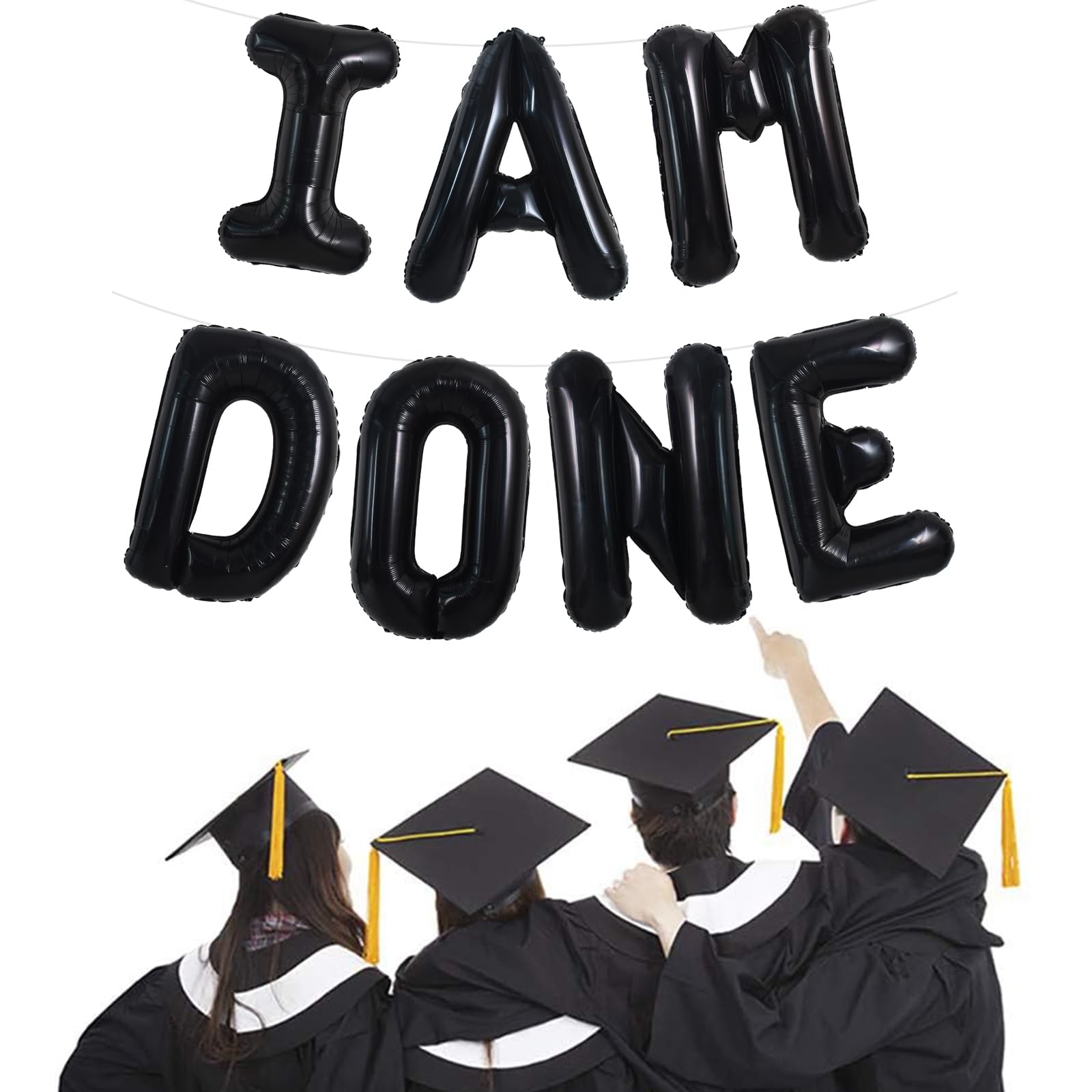 Snapklik.com : Black I Am Done Graduation Balloon Banners 2024 Congrats ...