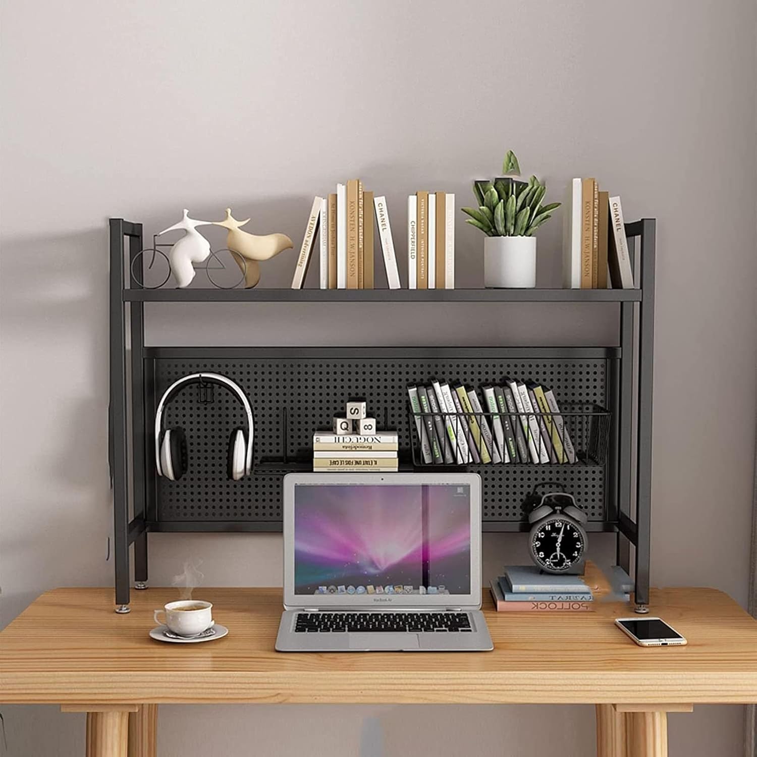 Amazon.com: Adjustable Desk Bookshelf - Wrought Iron Desktop Bookshelf ...