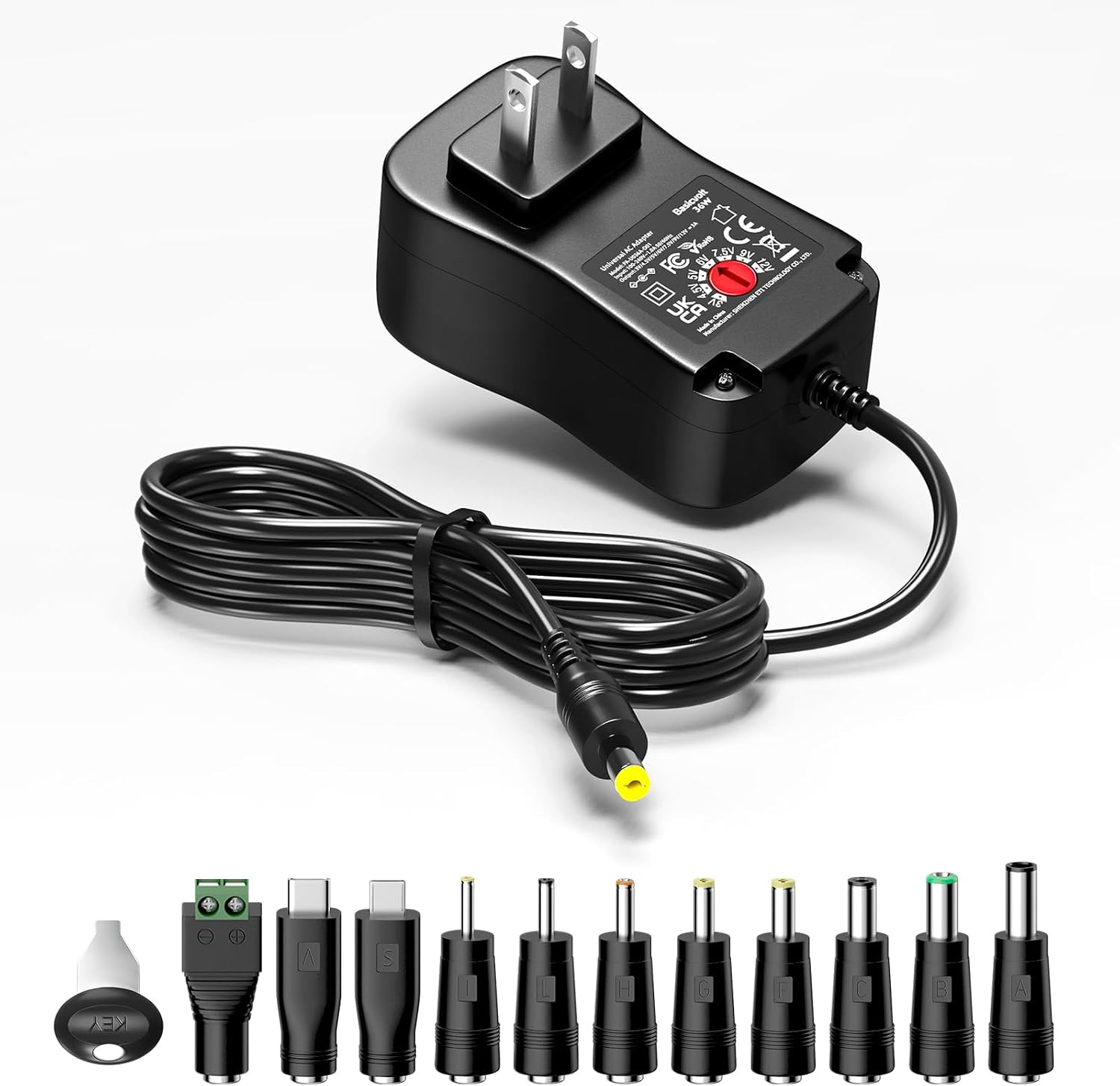 Basicvolt 36W 12V 3A Universal Power Adapter 3V to 12V Multi Voltage AC ...