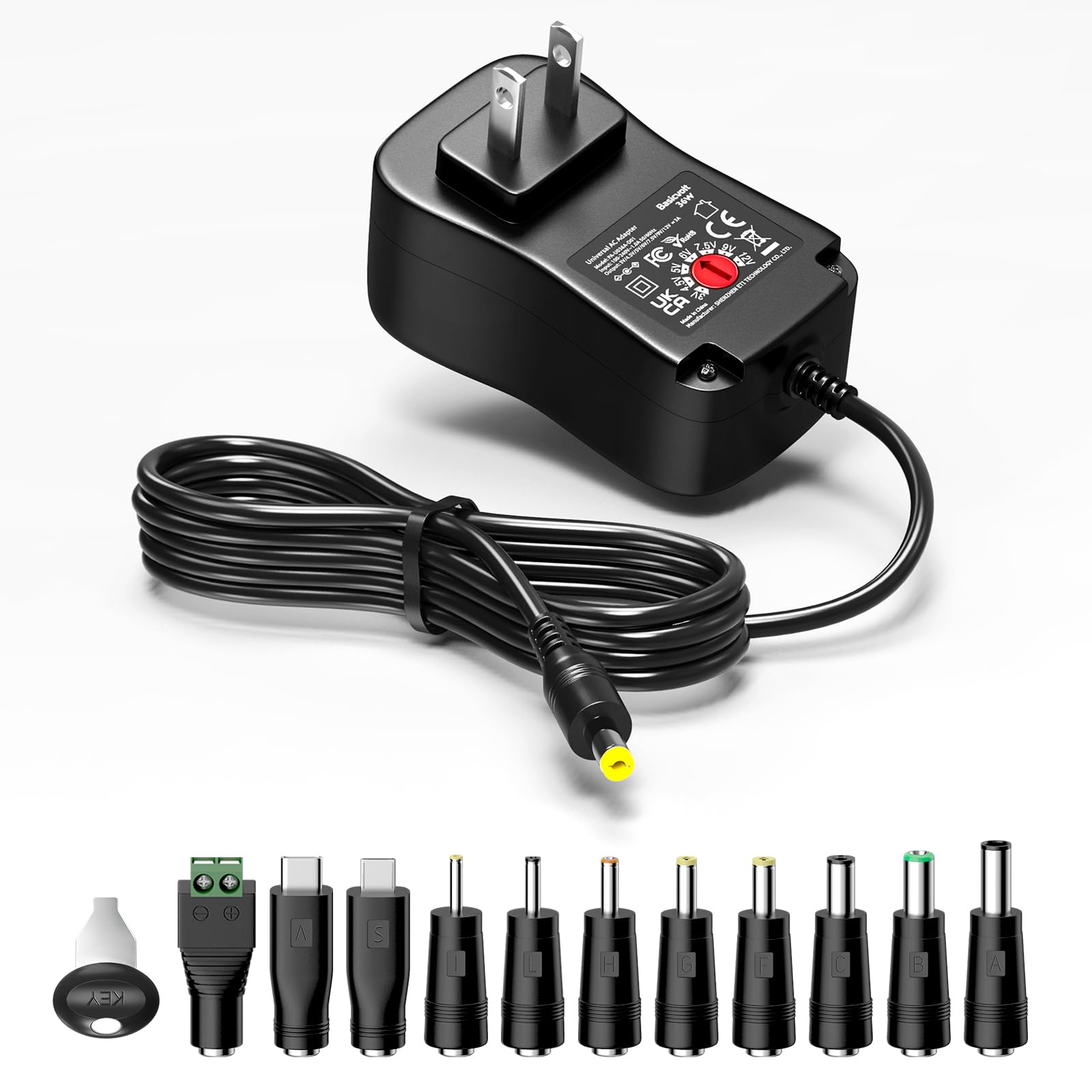 Basicvolt 36W 12V 3A Universal Power Adapter 3V to 12V Multi Voltage AC ...
