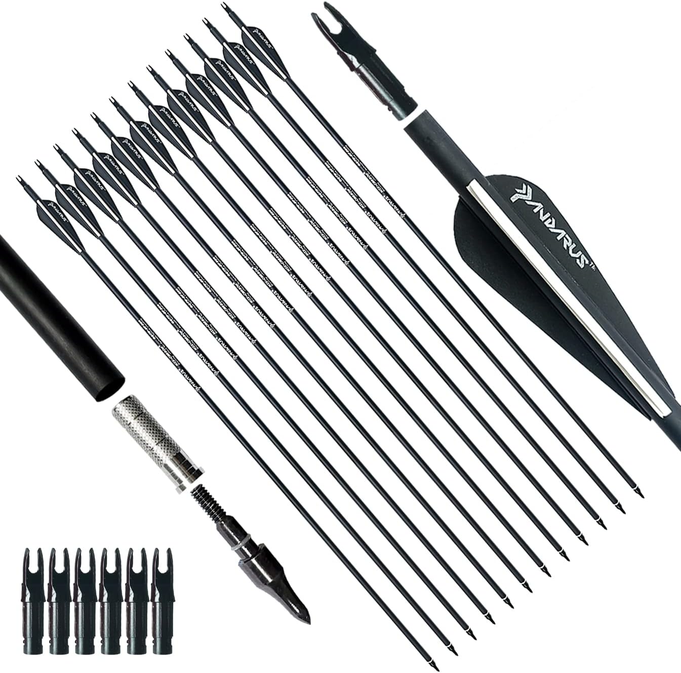 Amazon.com : PANDARUS Archery 28Inch Carbon Practice Hunting Arrows ...