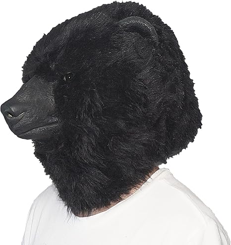 Amazon.com: Black Bear Head Mask Full Face Plush Bear Costume Deluxe ...