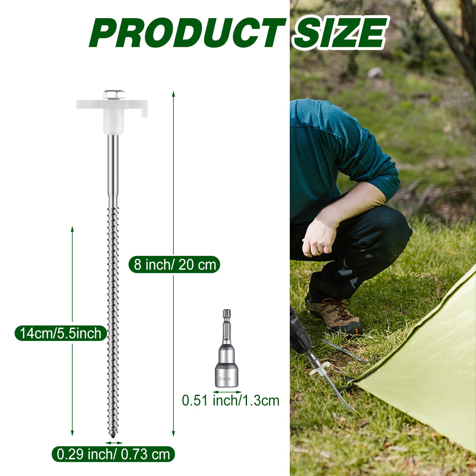 Stakes Heavy Duty NVAAV 10 Pcs 8 Heavy Duty Drill Tent Stakes With ...