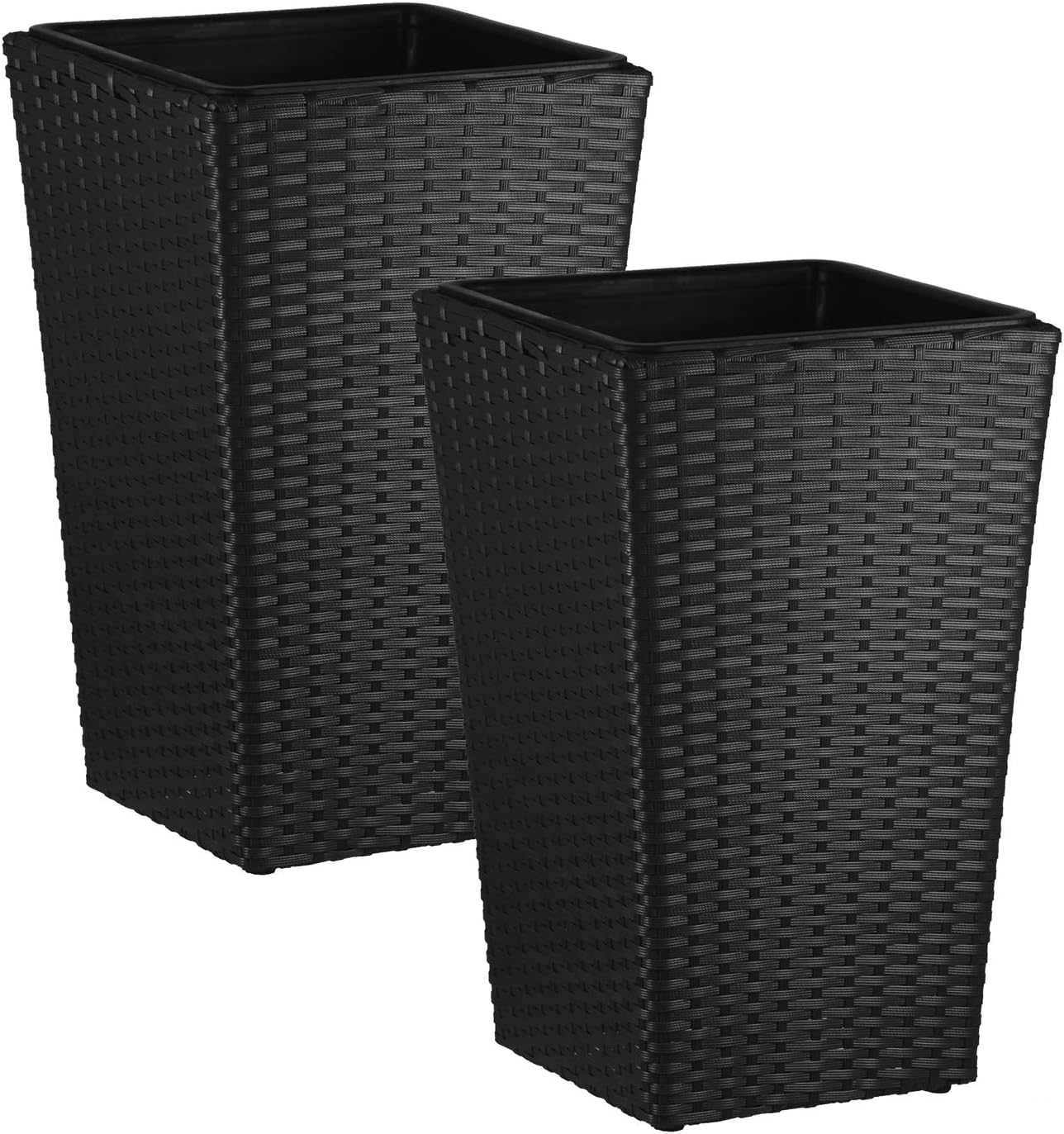 Handmade Poly Rattan Mini Tri-Pot Trough Planter Black Poly Rattan ...
