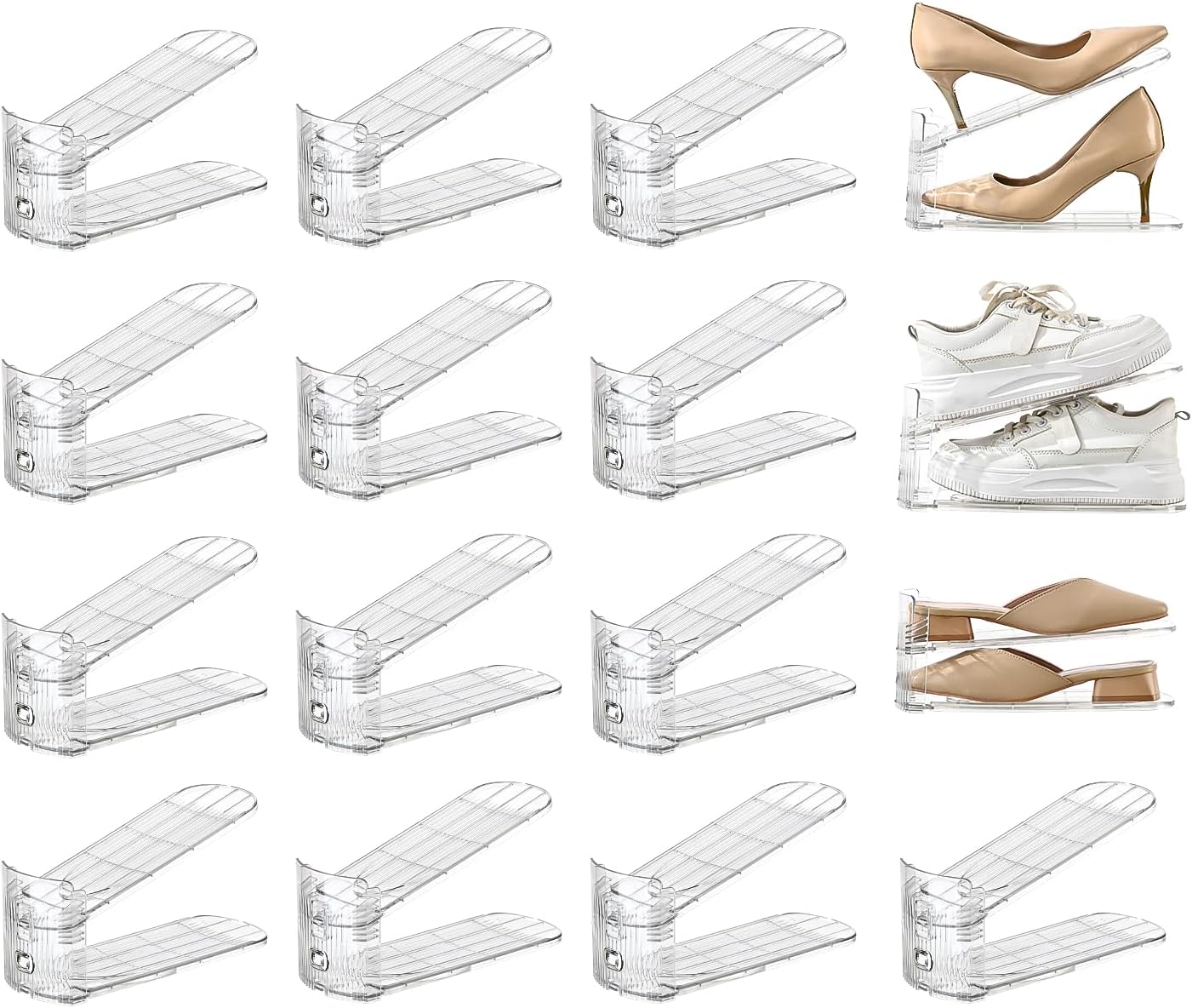 Amazon.com: Uni HIMO shoe slots organizer, Clear Shoe Stacker ...