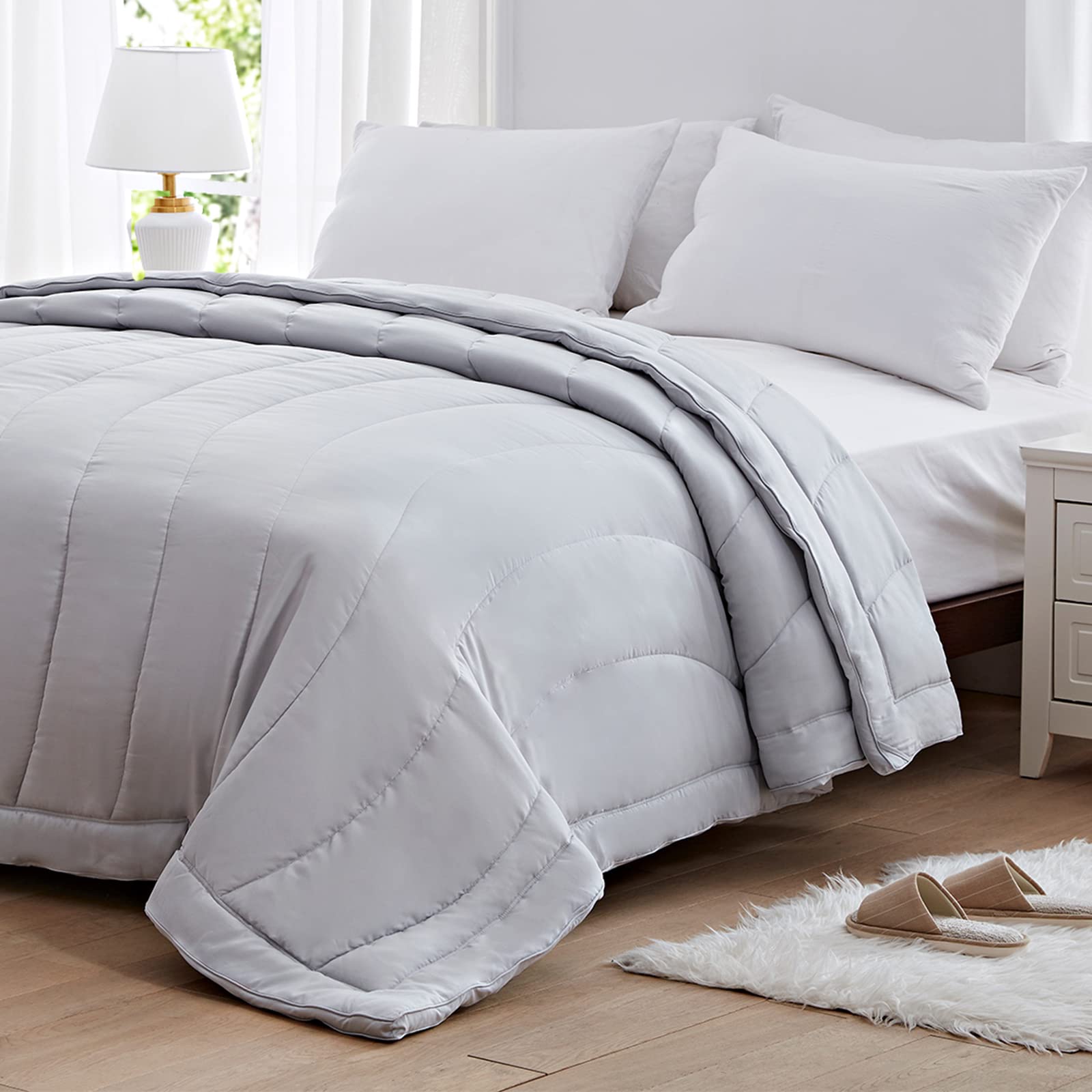 NexHome 100% Washed Microfiber Lightweight Comforter Twin Size Down ...