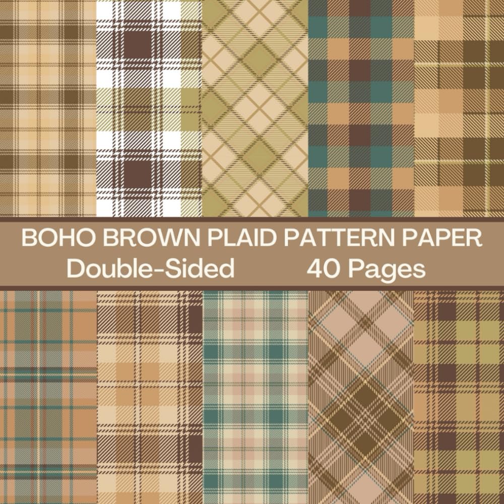 Boho Brown Plaid Scrapbook Paper 40 Pages 20 Sheets: Double Sided ...
