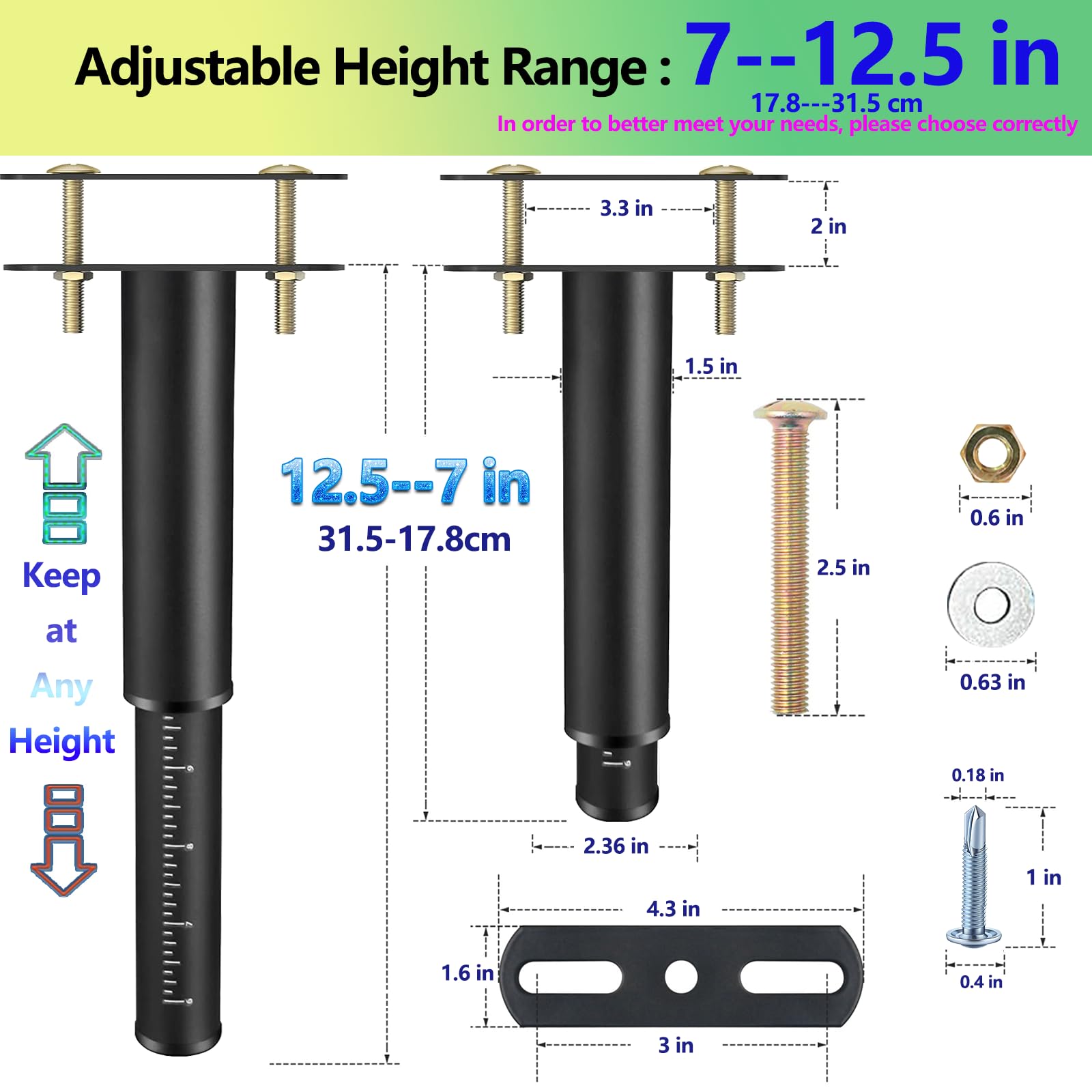 Snapklik.com : 2PC Bed Frame Support Legs Stabilizer Replacement ...