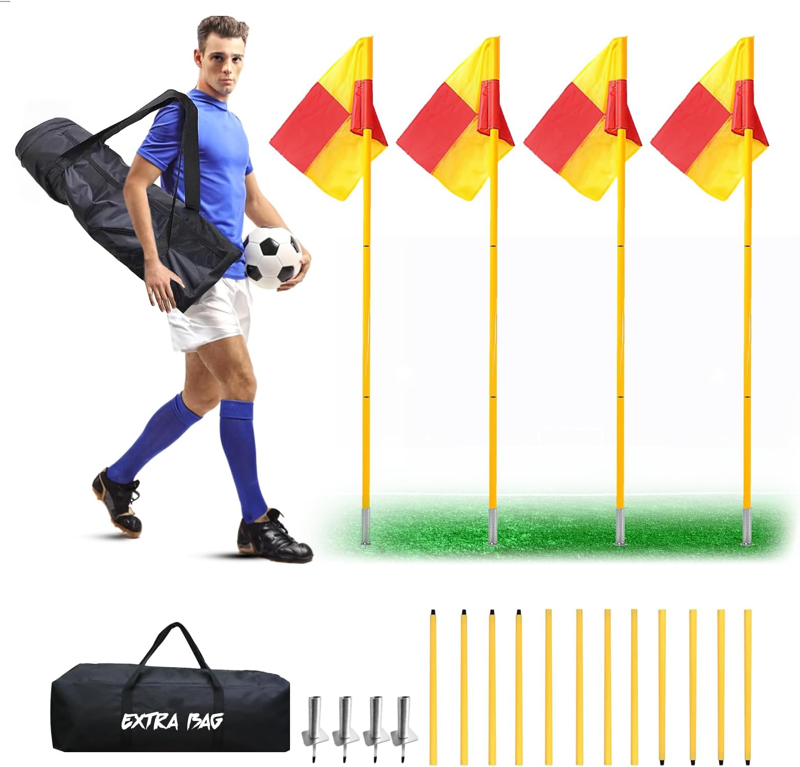 Amazon.com : SAWHOX Soccer Corner Flags, Set of 10 67-Inch Football ...