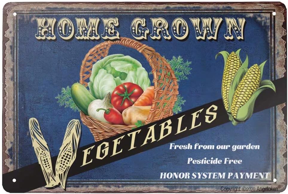 Amazon.com: angeloken Retro Tin Sign Vintage Metal Sign Home Grown ...