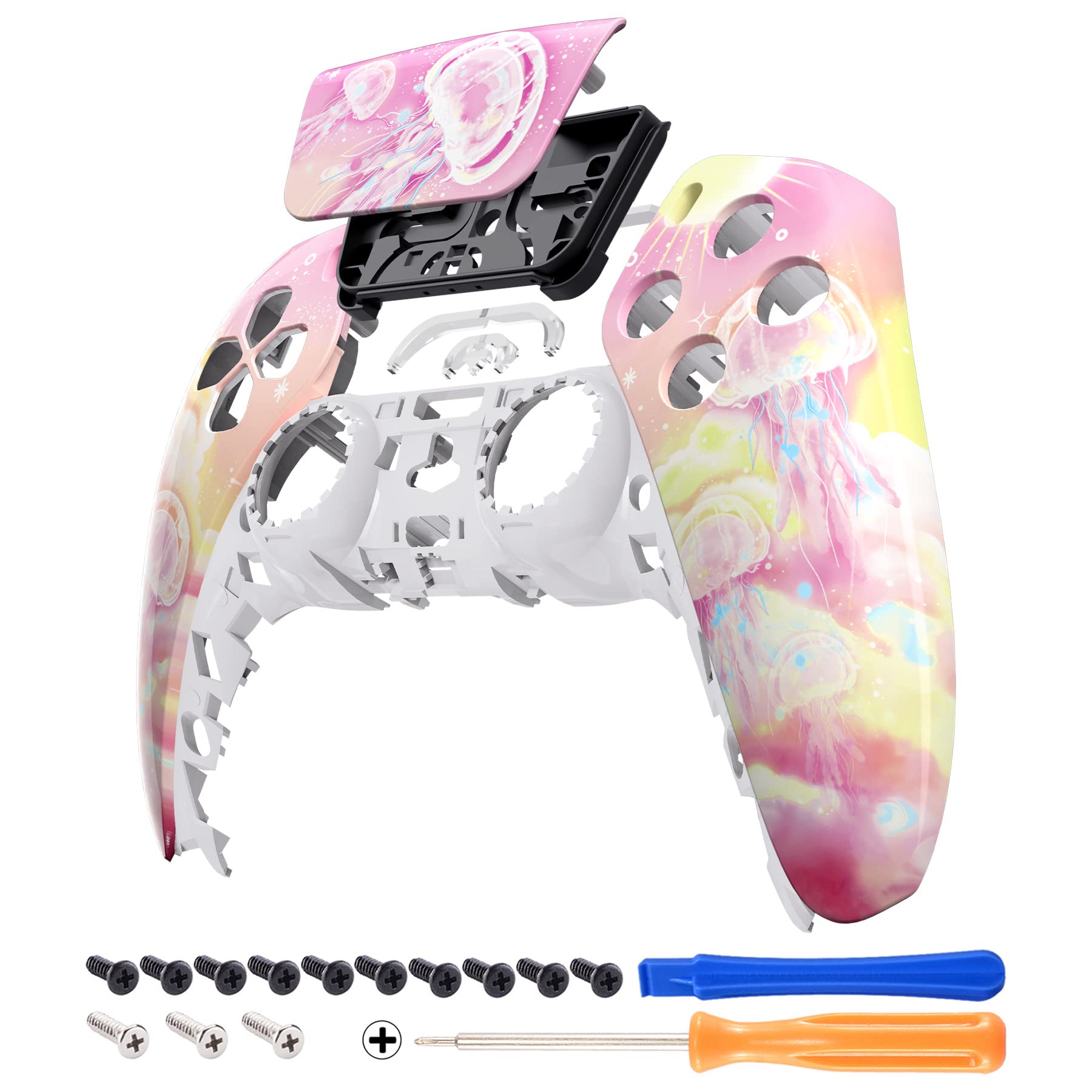 Amazon.com: eXtremeRate Pinky Jellyfish Heaven Touchpad Front Top Shell ...