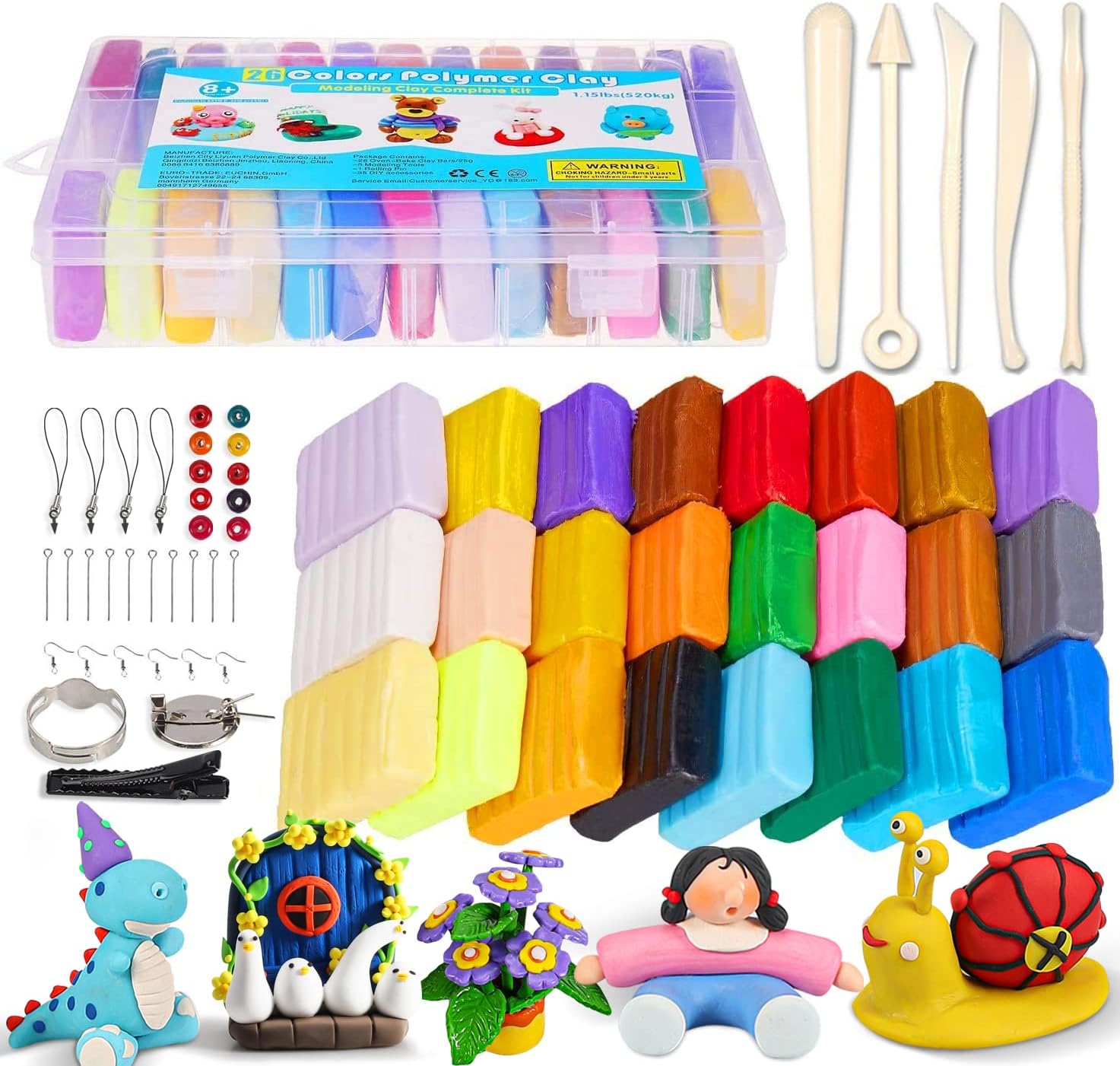 EDIFON 26 Colors Polymer Clay Starter Kit, 20g/Block Oven Bake Modeling ...