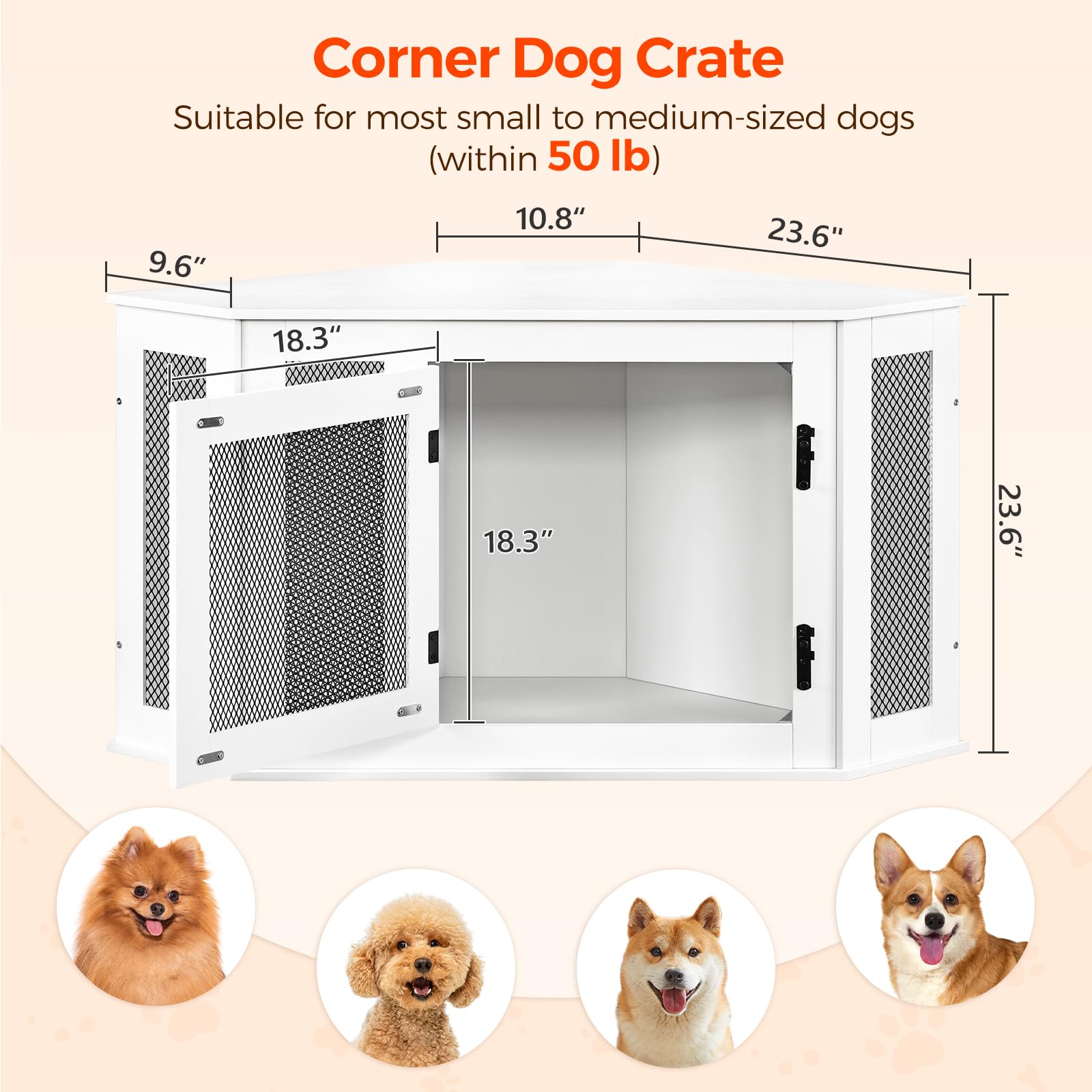 MAHANCRIS Corner Dog Crate Furniture, Wooden Dog Kennel End Table ...