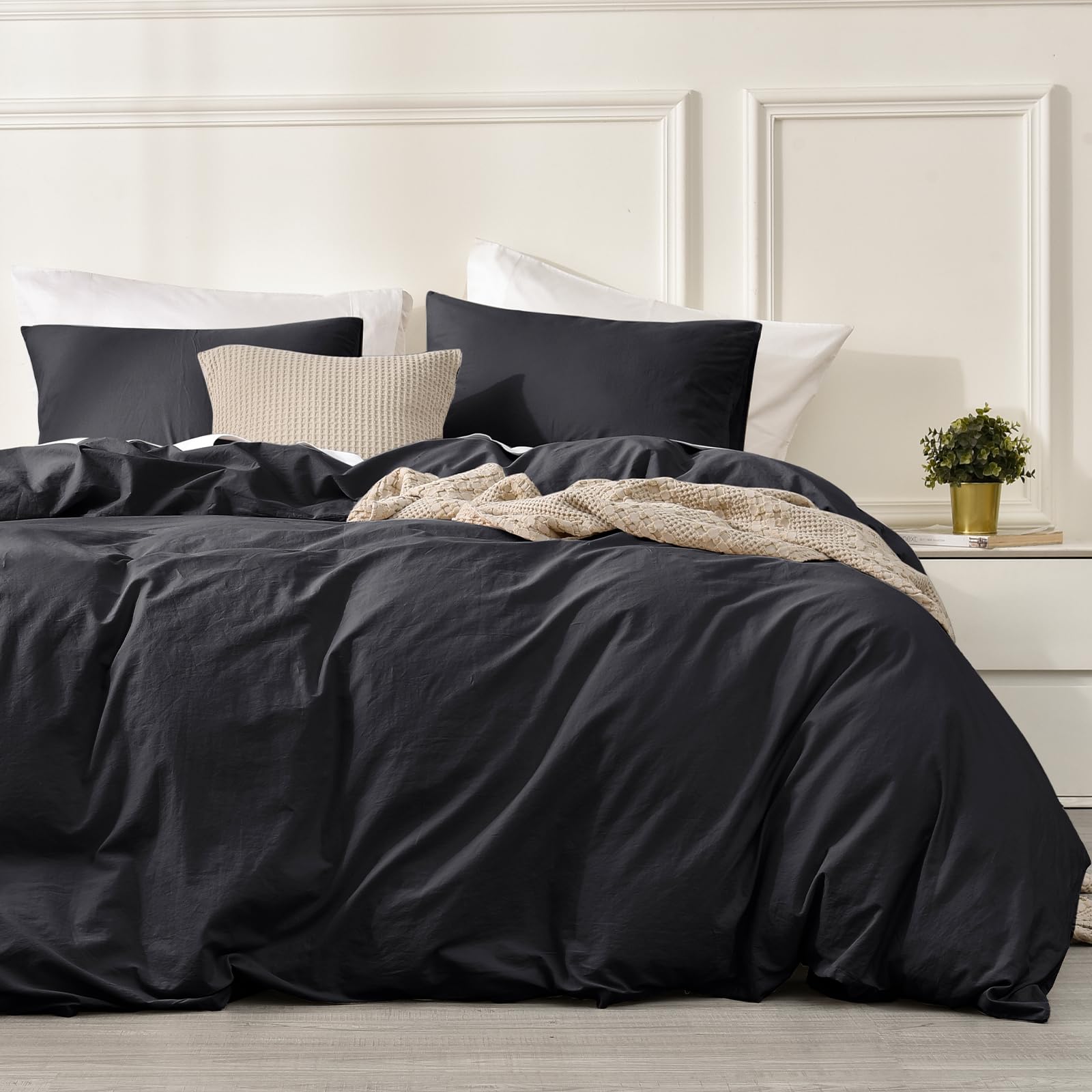 Amazon.com: PHF 100% Garment Washed Cotton Duvet Cover California King ...