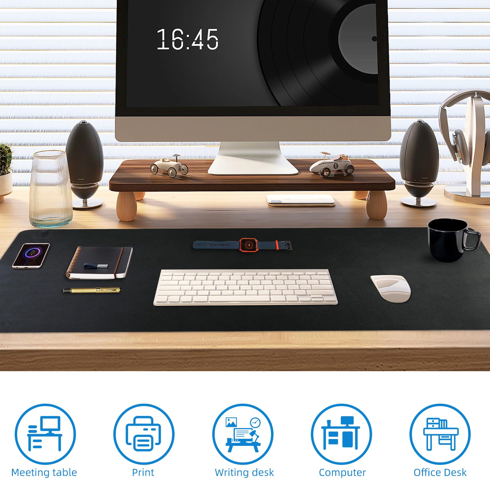 Wireless Charging Mouse Pad with for Desktop Charging Large Desk Mat 32 ...